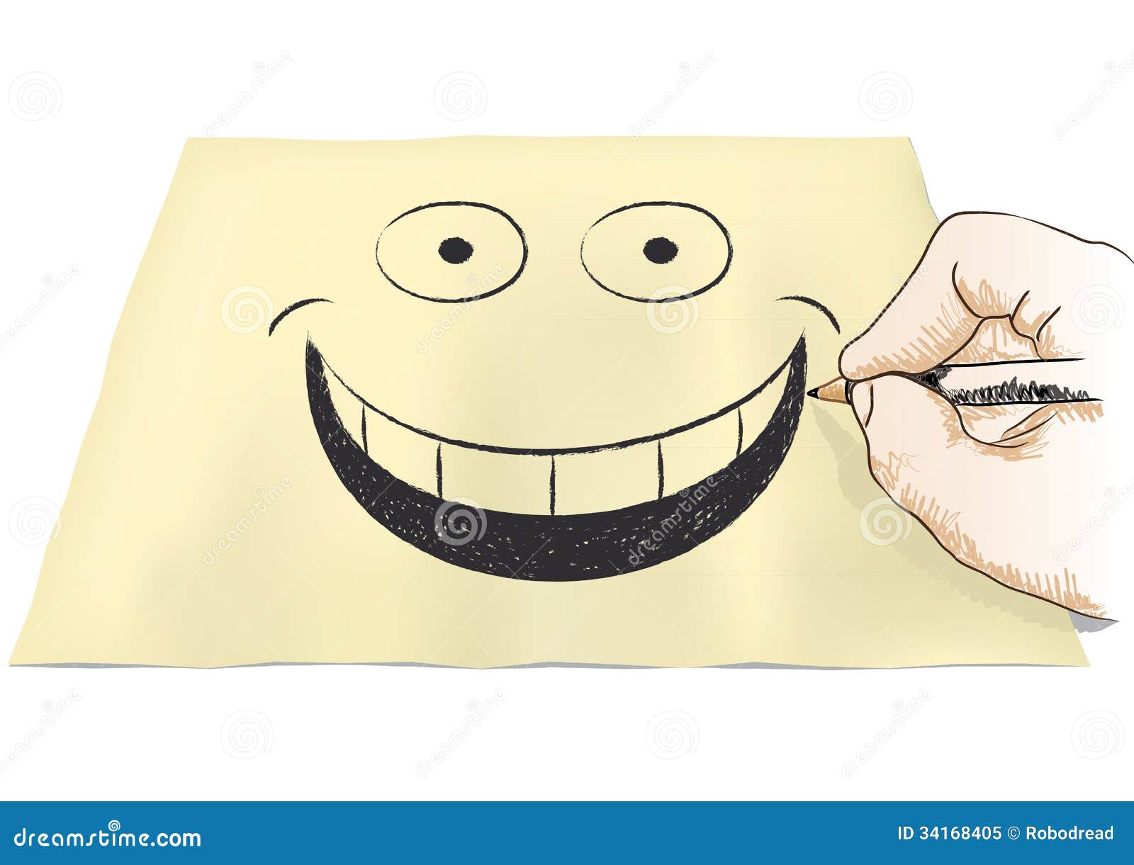 Hand that draws a smile stock vector. Illustration of isolated - 34168405