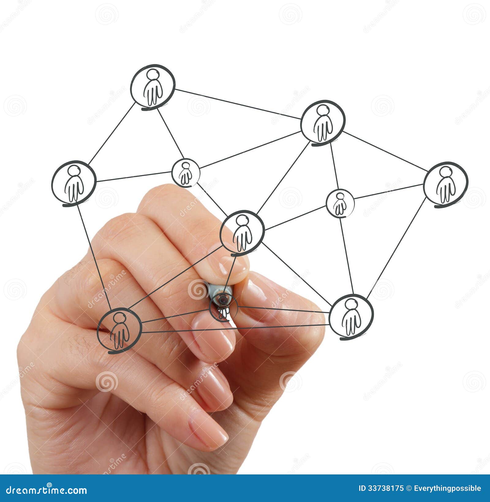 Hand Draws Social Network Structure Stock Image - Image of ...