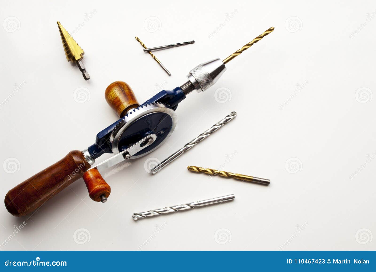 Hand Drill with Drill bits stock image. Image of joinery - 110467423