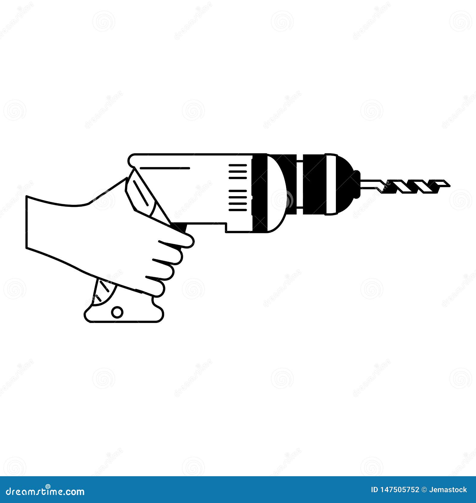 Hand with Drill Construction Tool Stock Vector - Illustration of sign ...