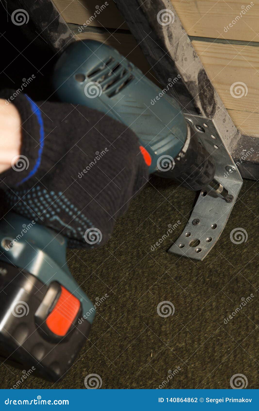 Hand drill in work stock photo. Image of carpenter, closeup - 140864862