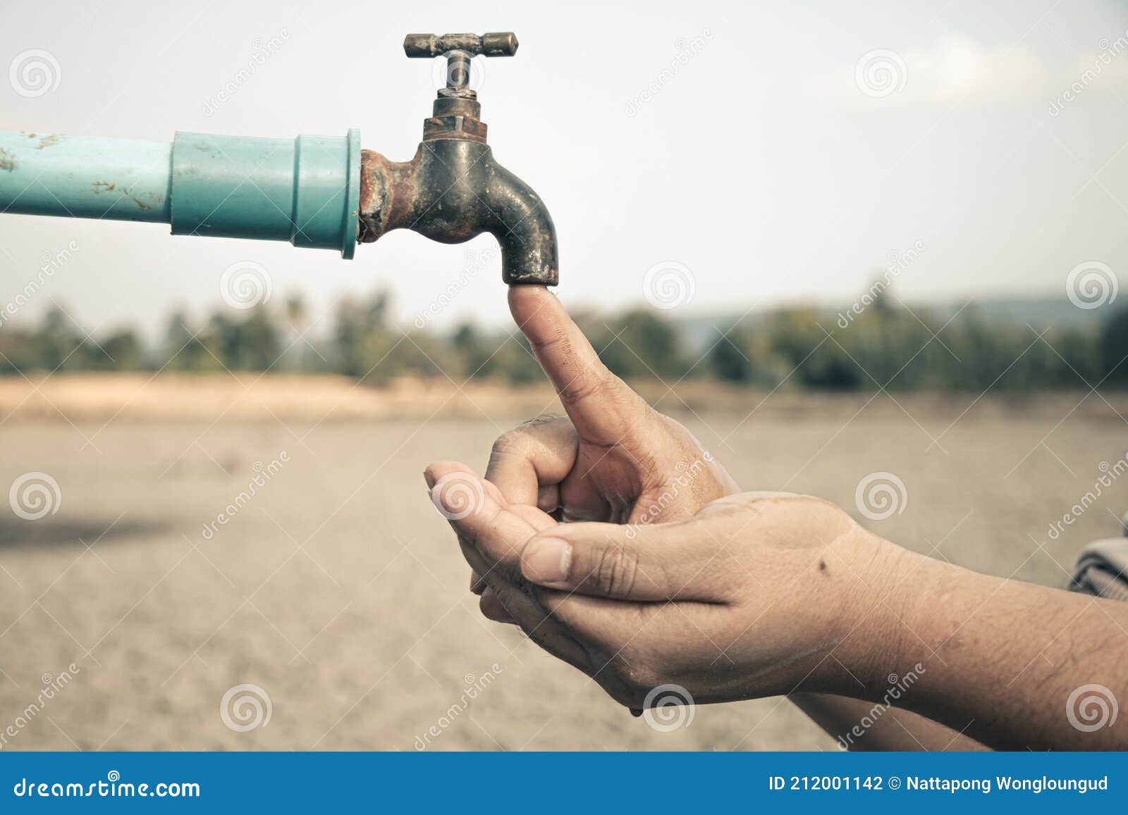 Hand for Drinking Water To Live through Drought, Concept Drought and ...
