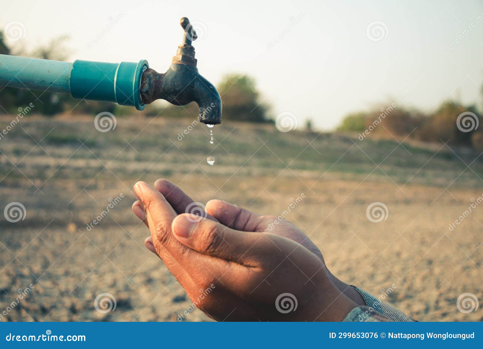Hand for Drinking Water To Live through Drought, Concept Drought and ...