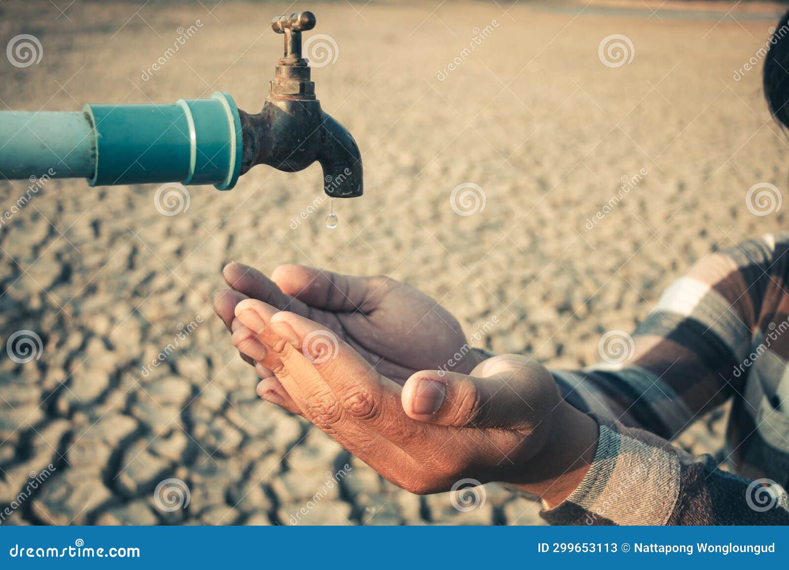 Hand for Drinking Water To Live through Drought, Concept Drought and ...