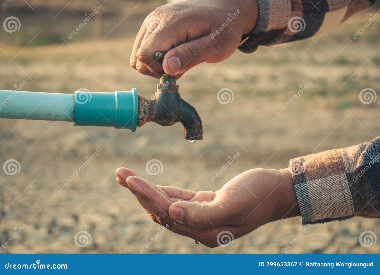 Hand for Drinking Water To Live through Drought, Concept Drought and ...