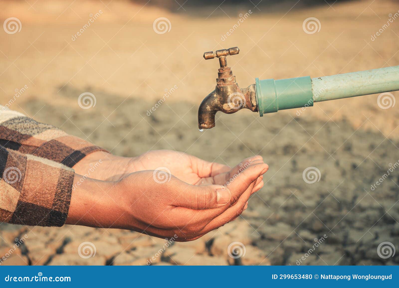 Hand for Drinking Water To Live through Drought, Concept Drought and ...