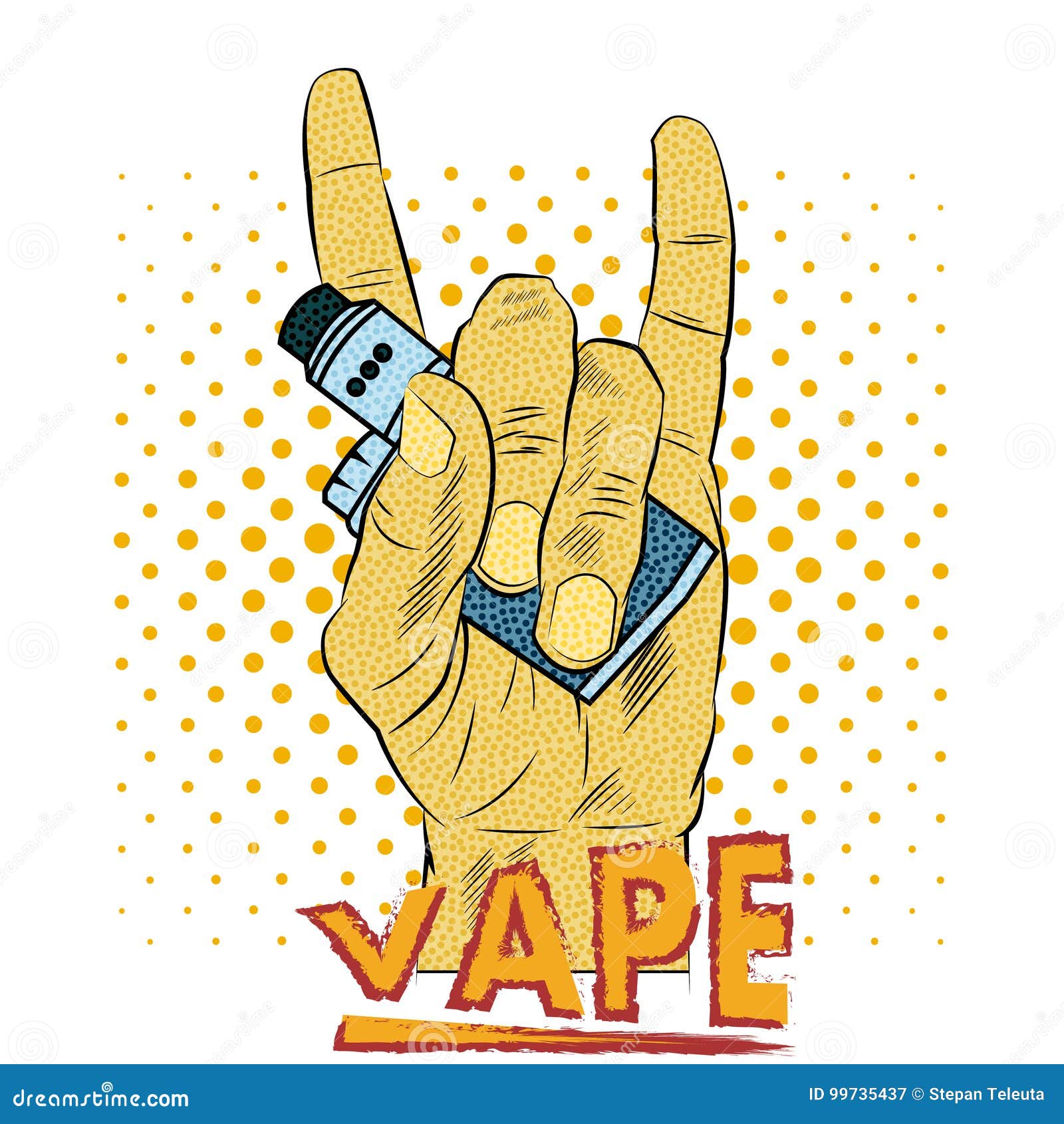 Hand with Drip and Box Mod in Pop Art Style Stock Vector - Illustration ...