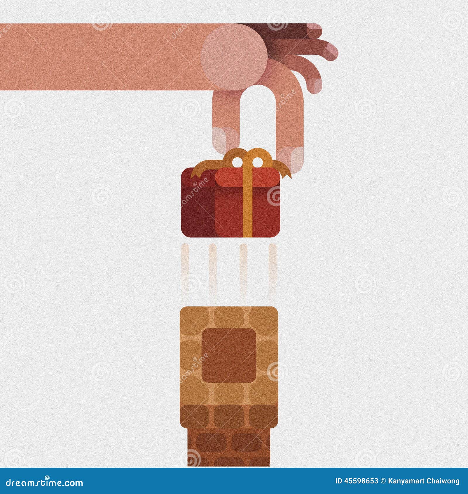 Hand Drop Gift in the Flue by Christmas Concept Stock Illustration ...
