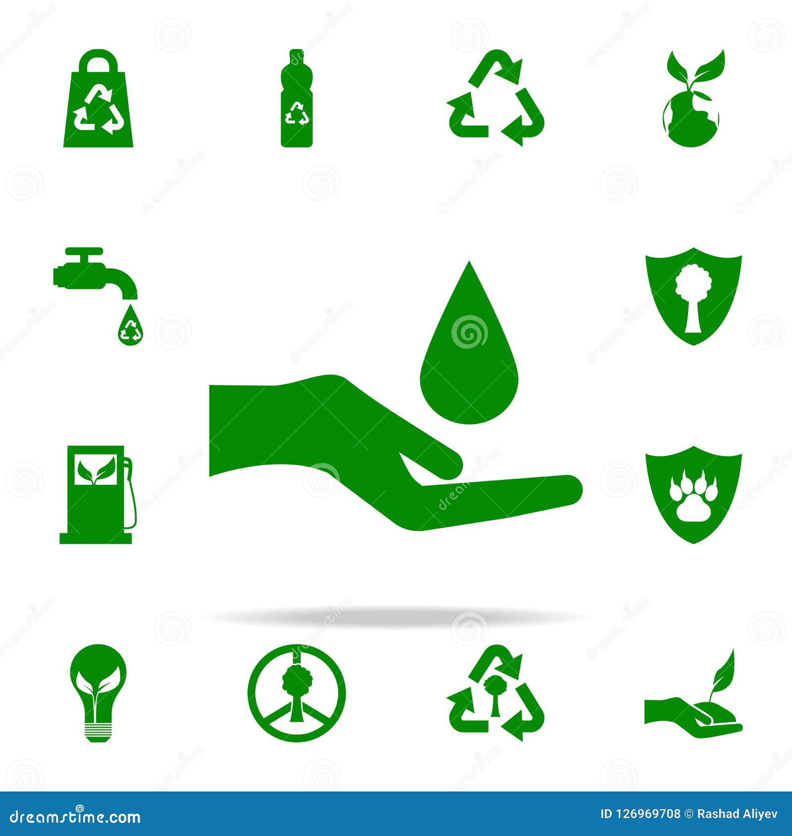 Hand and Drop Green Icon. Greenpeace Icons Universal Set for Web and ...