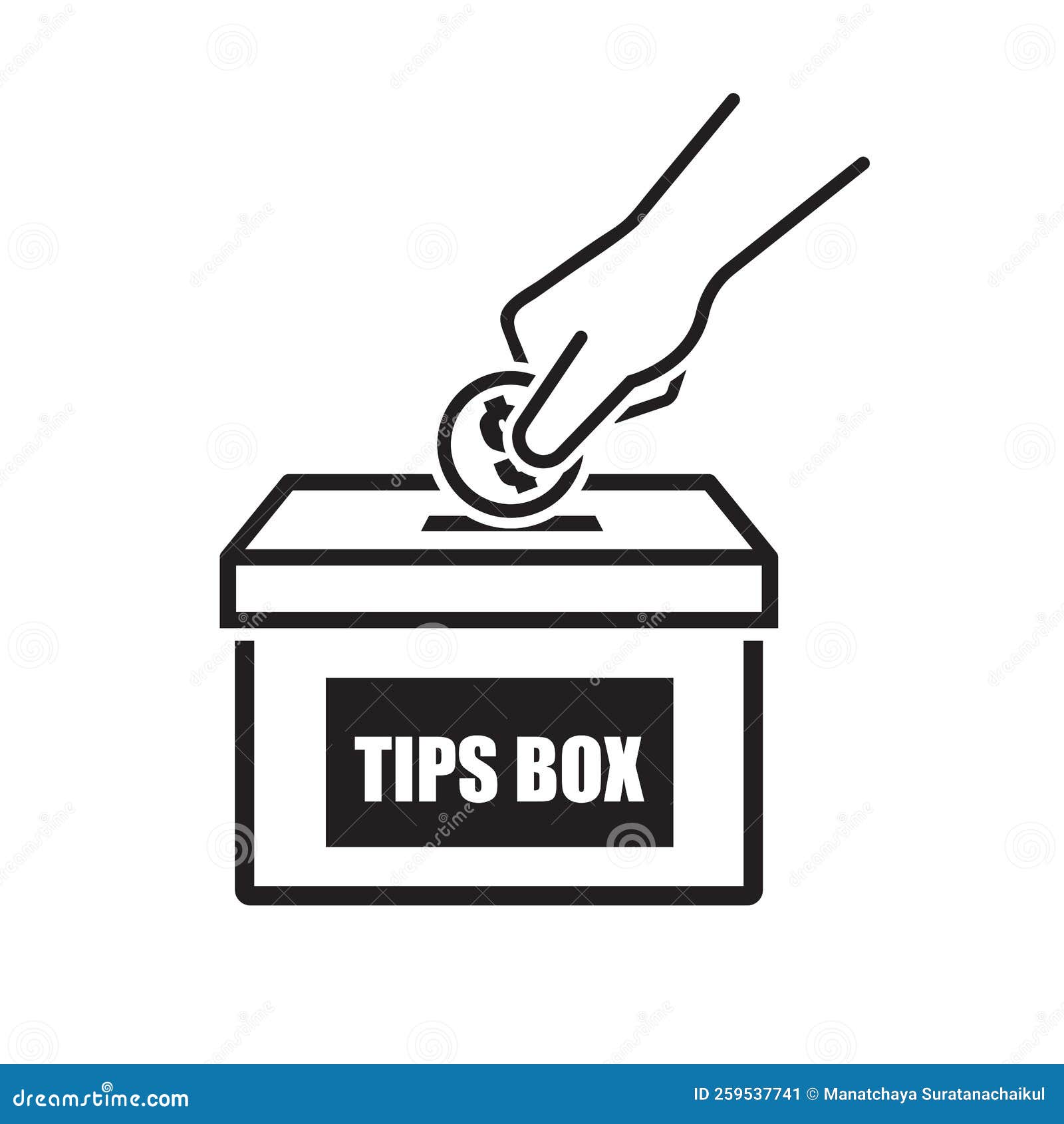 Hand Dropping a Coin into Tips Box. Stock Illustration - Illustration ...