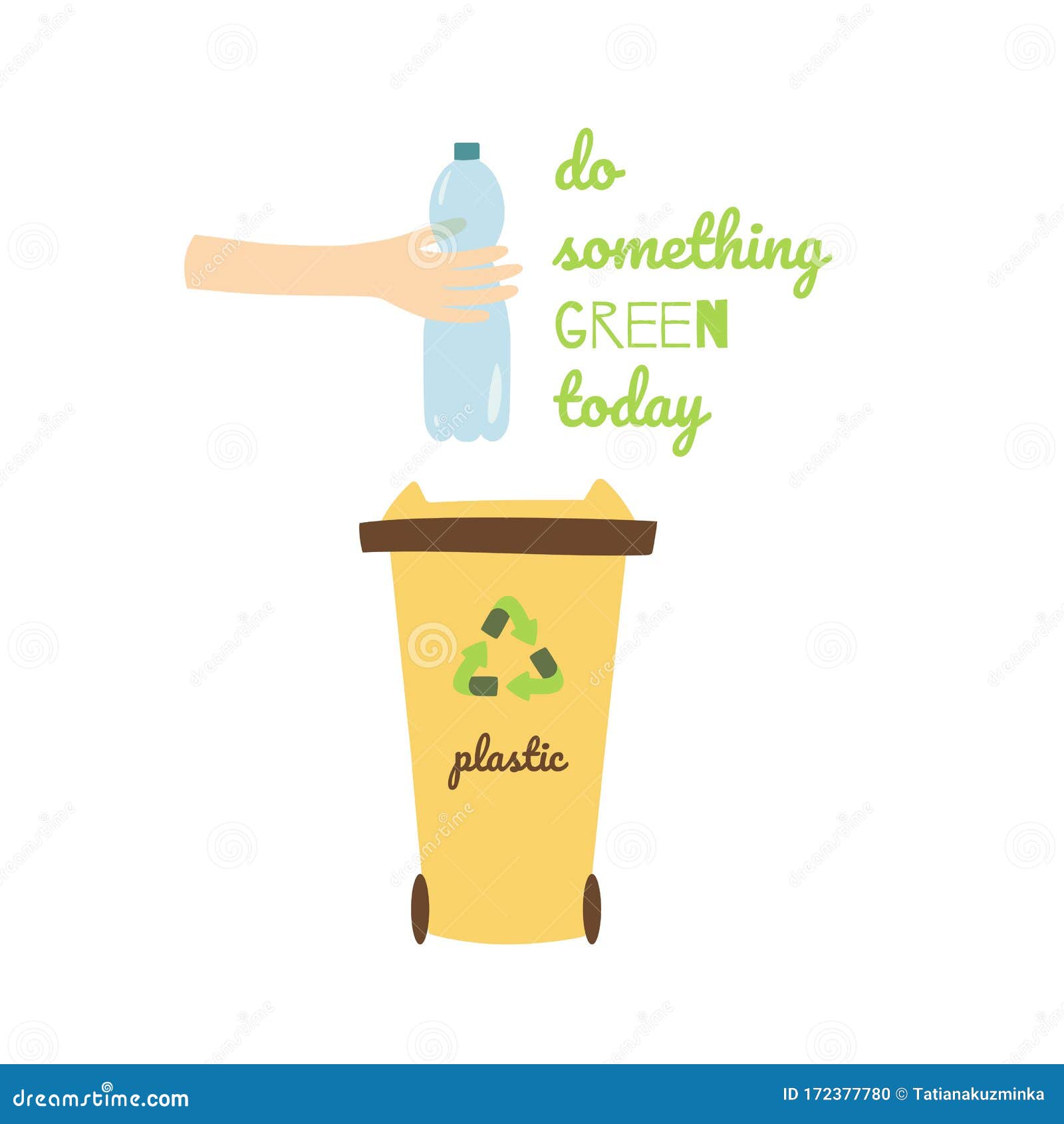 Hand Dropping Empty Plastic Bottle in Recycling Yellow Container for ...