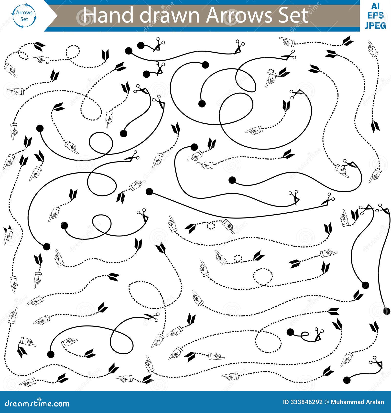 Hand Drown Doodle Decorative Arrow Collection Stock Vector ...
