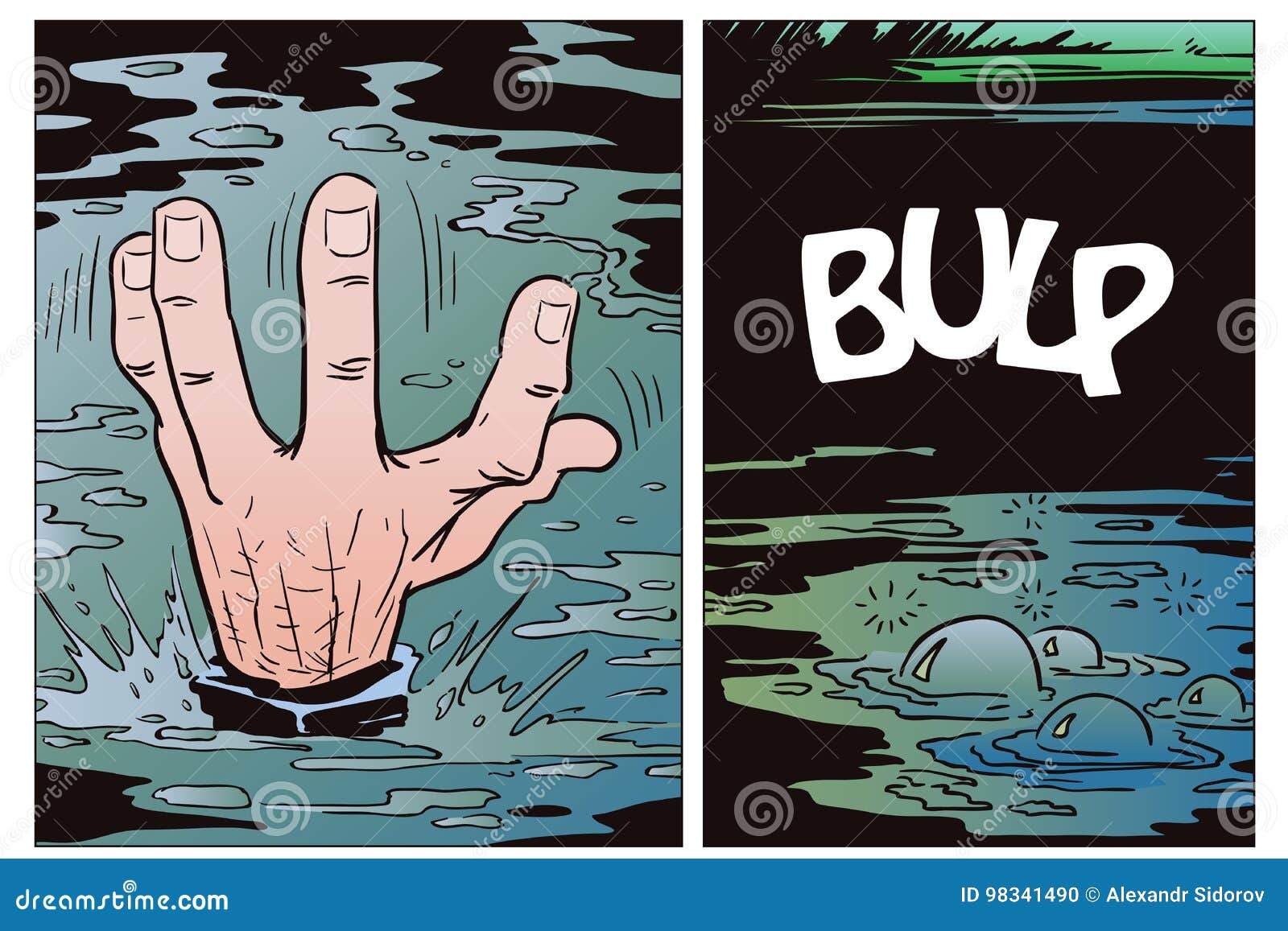 Hand Drowning Man. Stock Illustration. Stock Vector - Illustration of ...