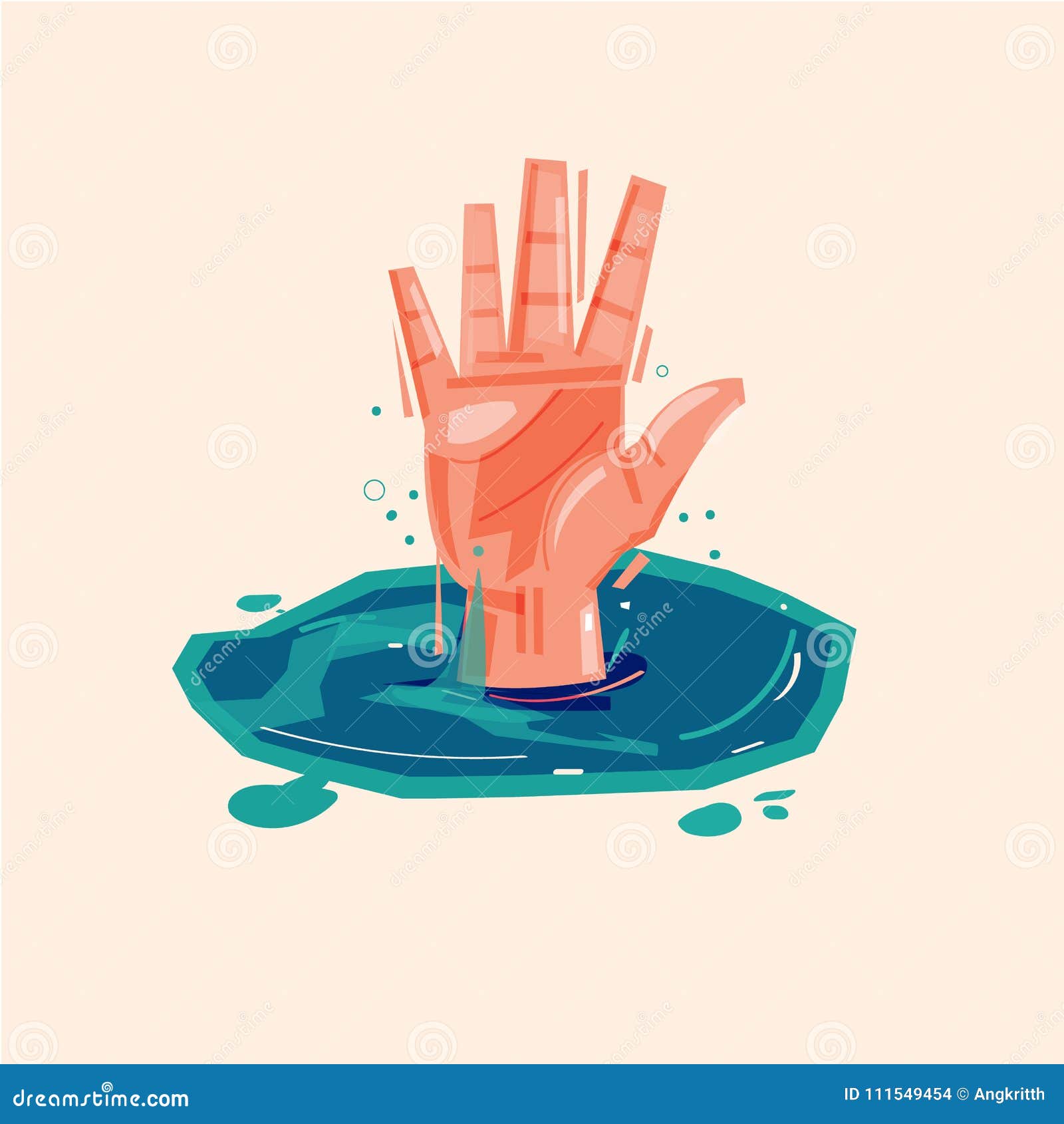 Hand of Drowning Man in Water Asking for Help - Vector Stock Vector ...