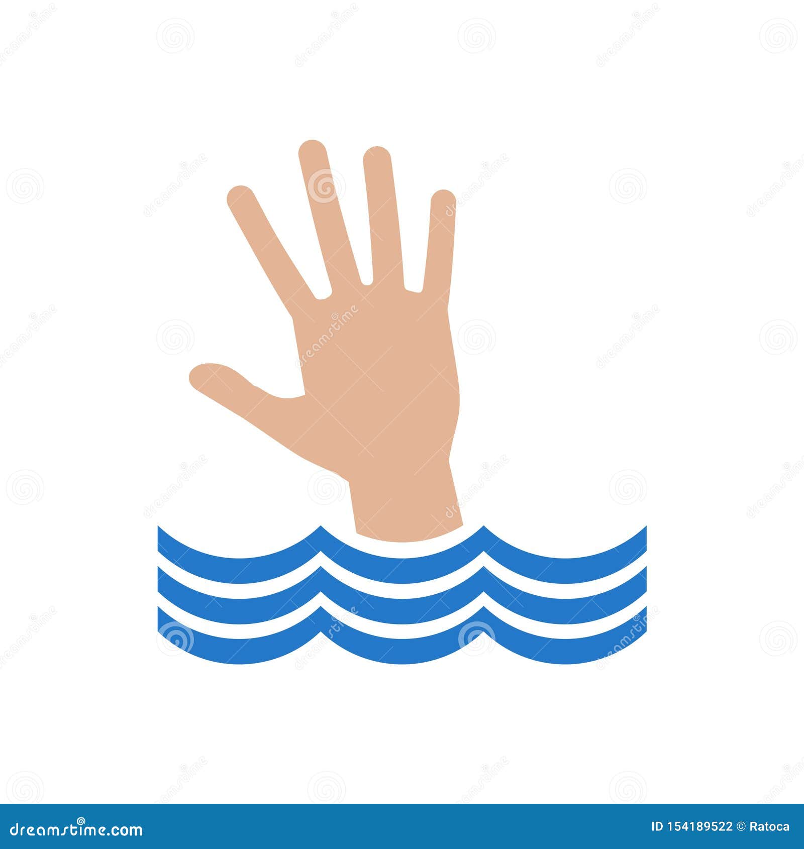 Hand drowning in water stock vector. Illustration of danger - 154189522