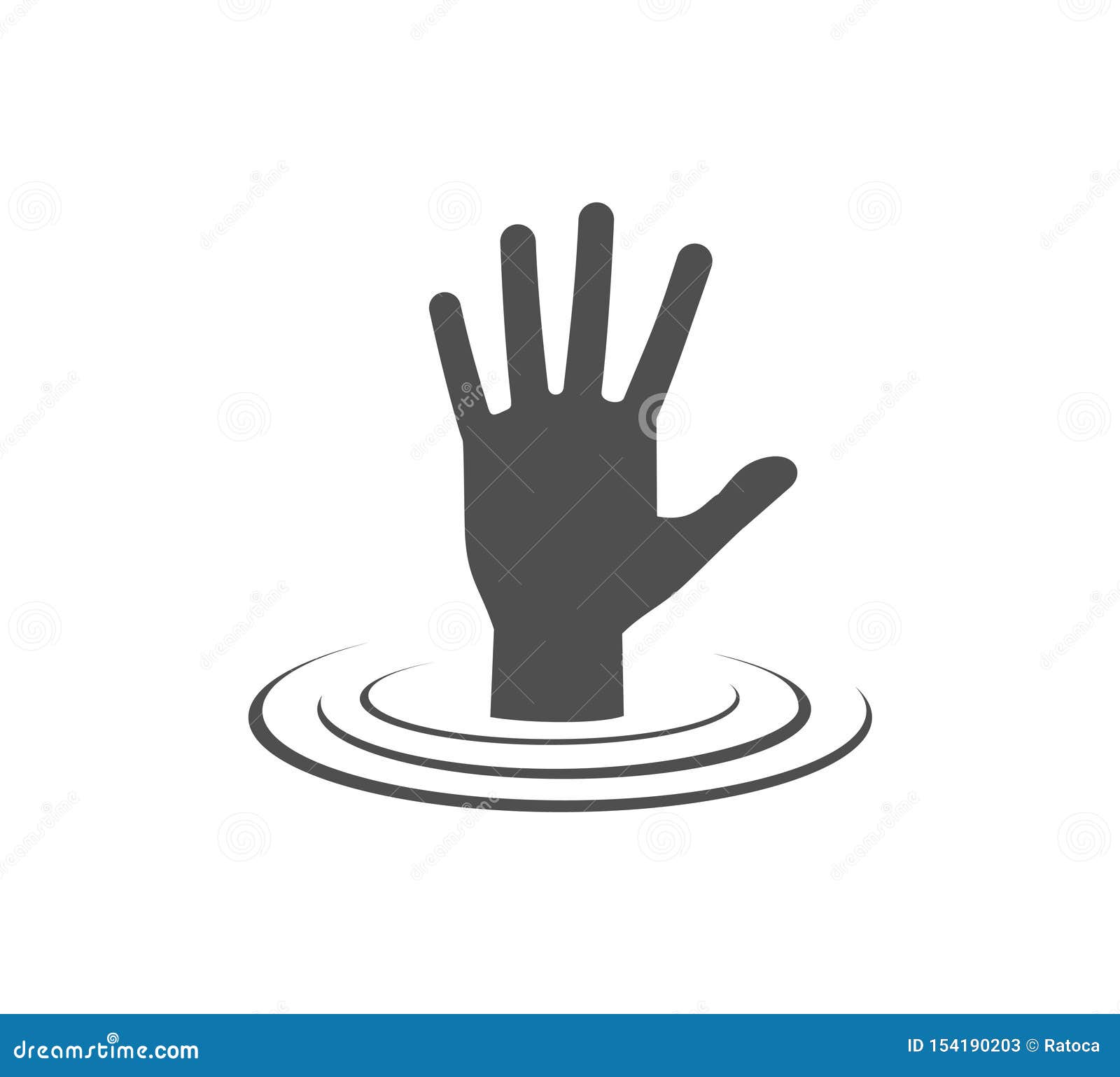 Hand drowning in water stock vector. Illustration of drown - 154190203