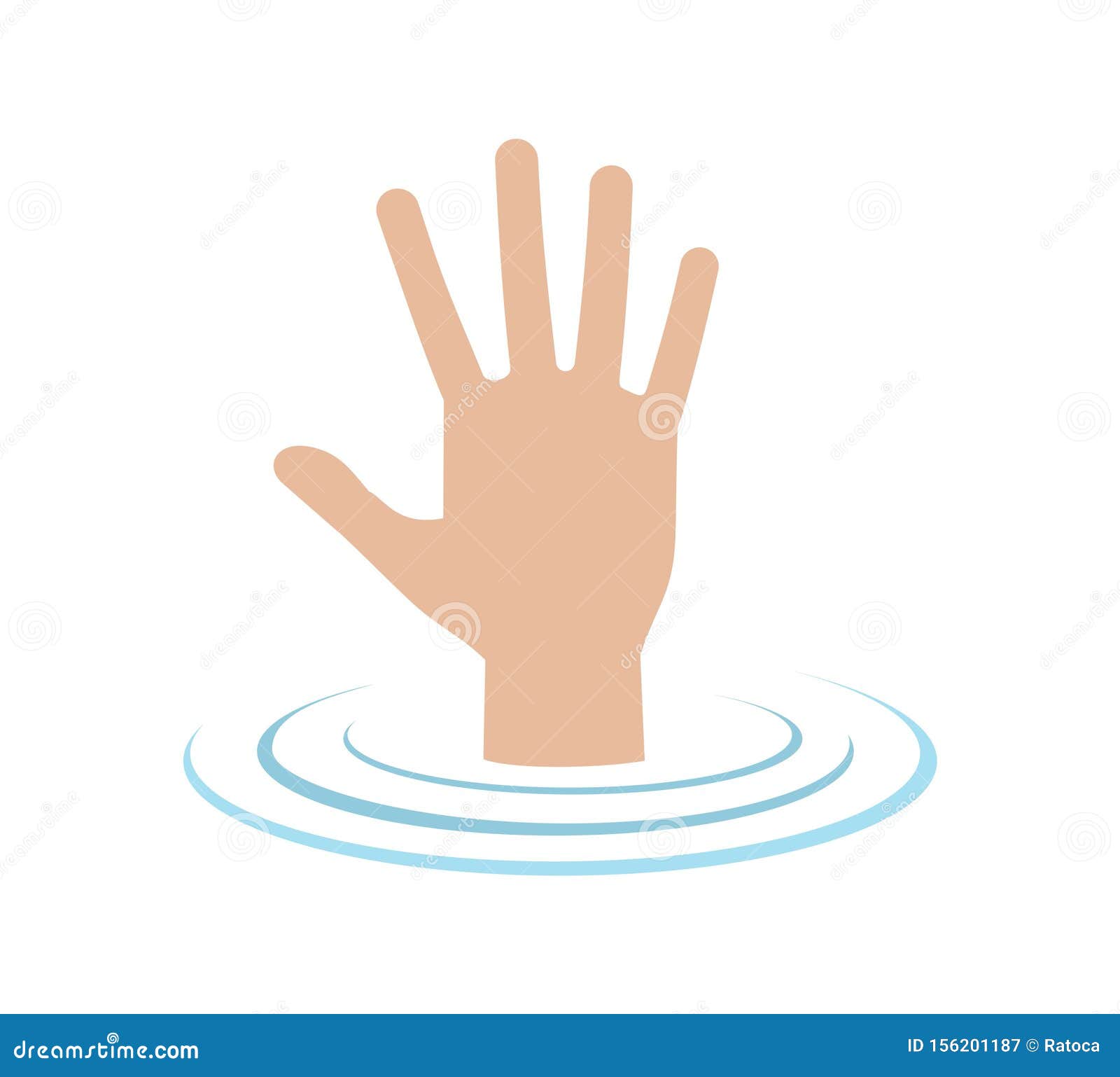 Hand drowning in water stock vector. Illustration of draw - 156201187