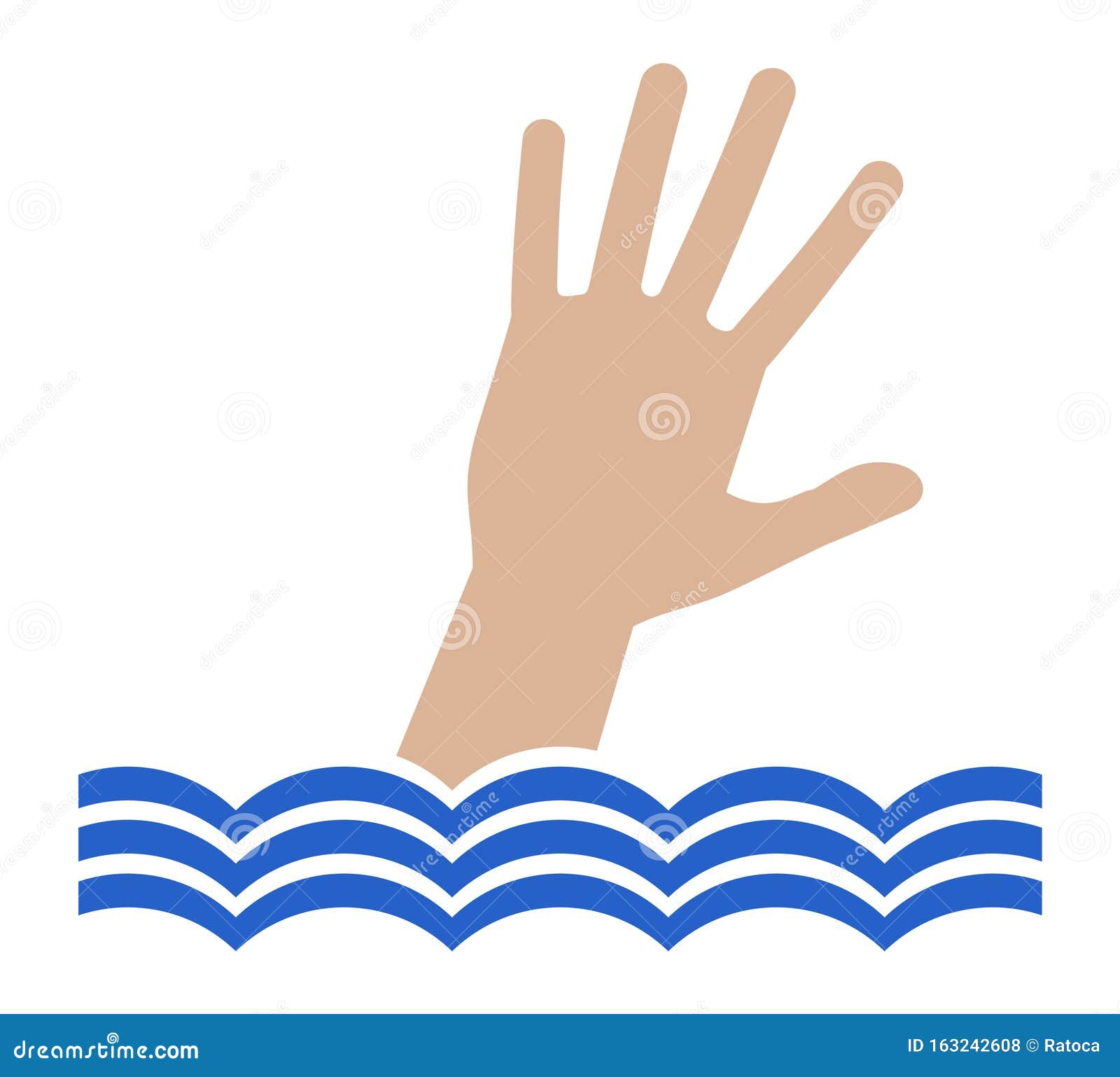 Hand Drowning In Water Vector Illustration | CartoonDealer.com #163242608