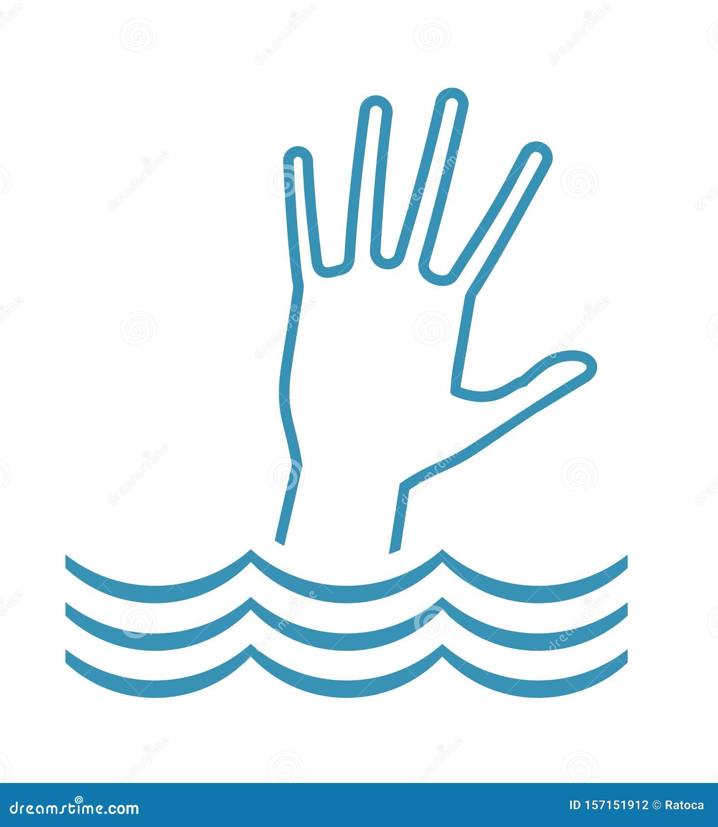 Hand drowning in water stock vector. Illustration of draw - 157151912