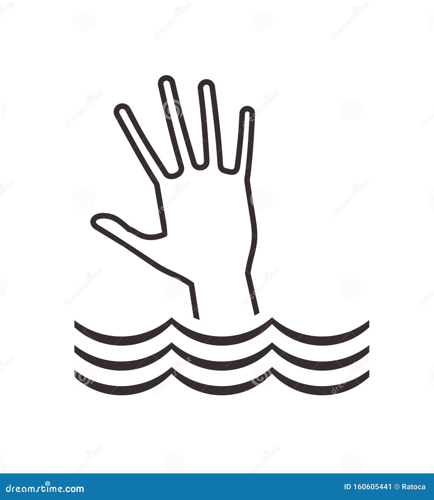 Hand drowning in water stock vector. Illustration of draw - 160605441