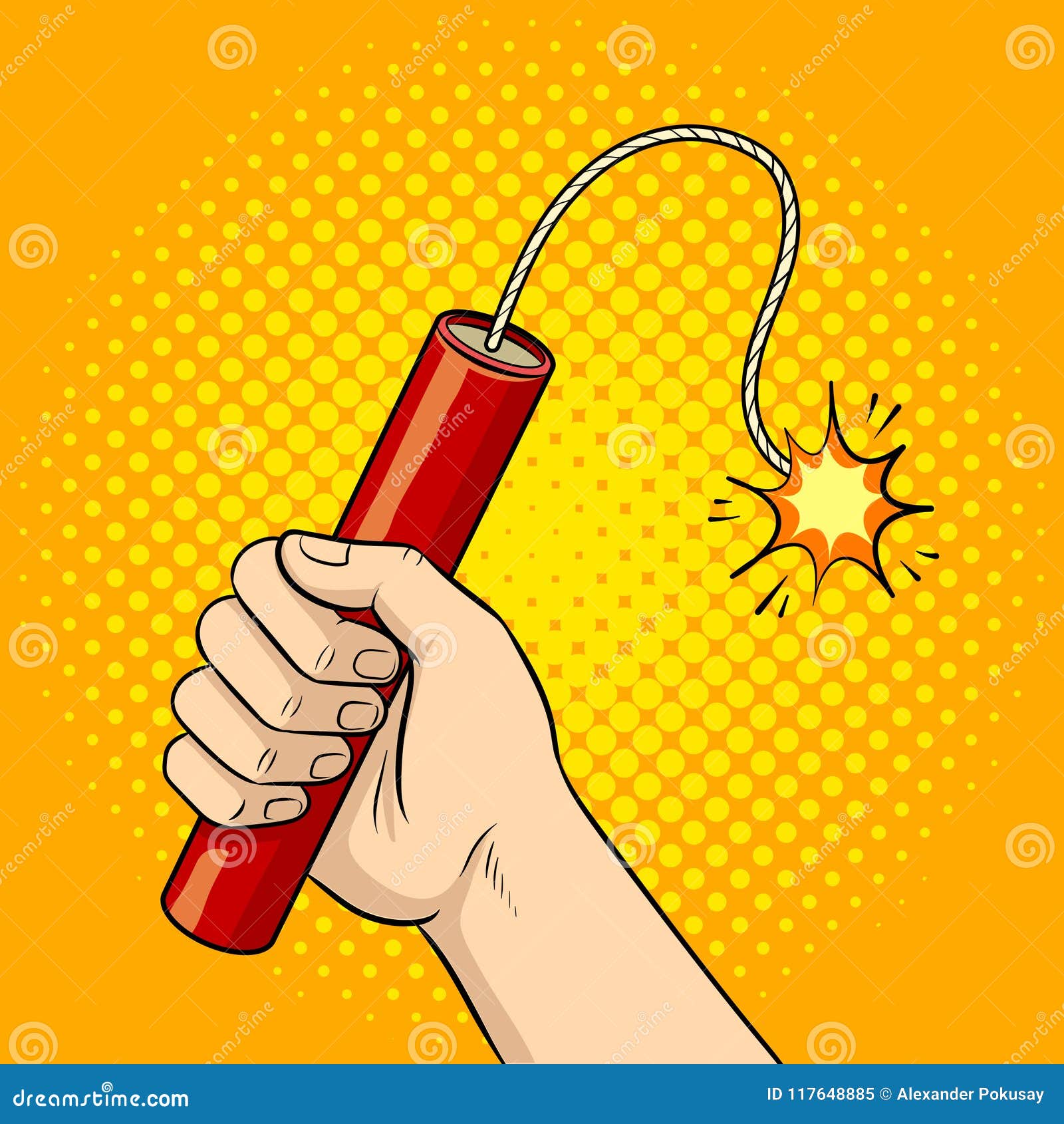 Hand with Dynamite Pop Art Vector Illustration Stock Vector ...