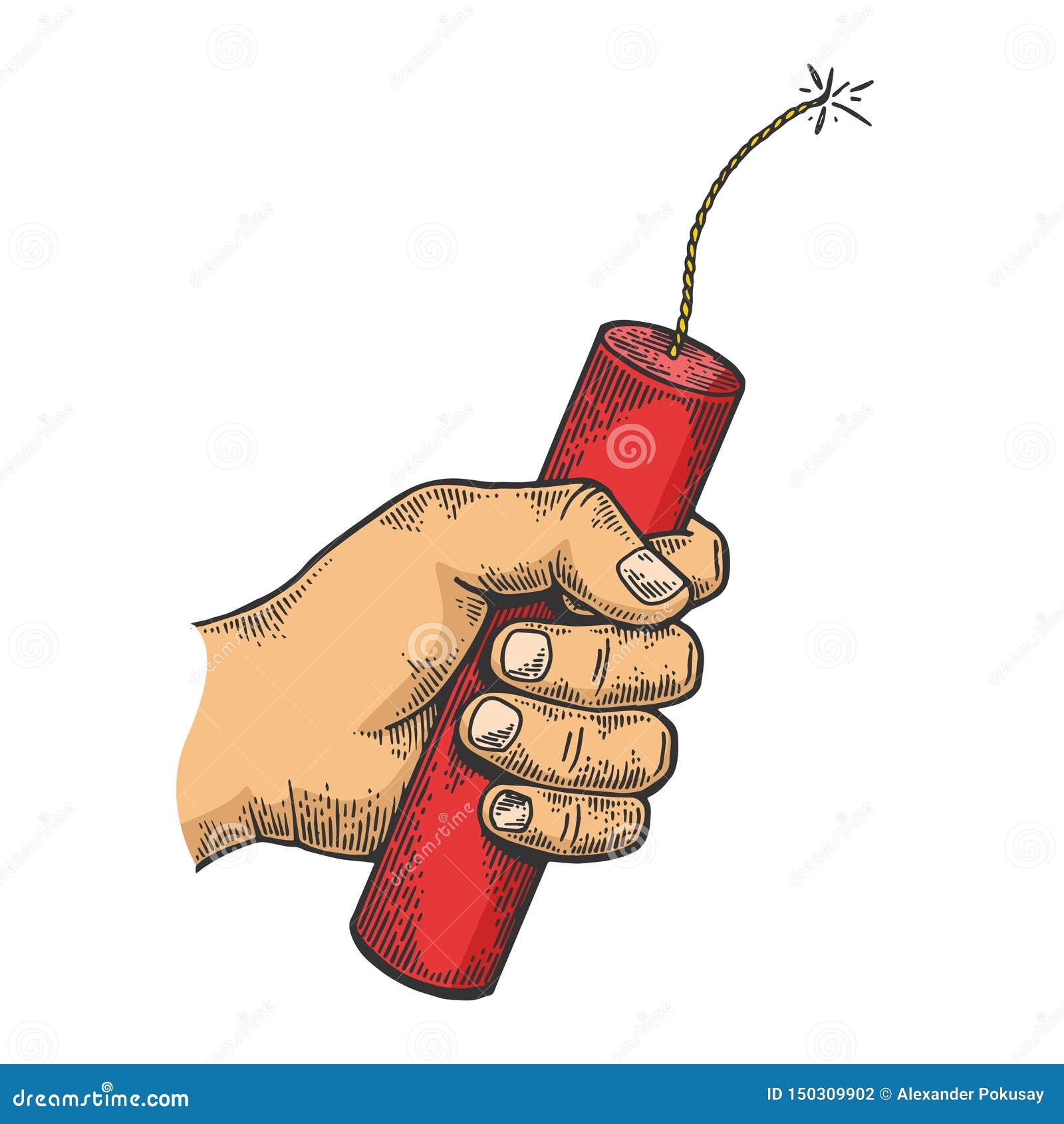 Hand With Dynamite Coloring Vector Illustration | CartoonDealer.com ...
