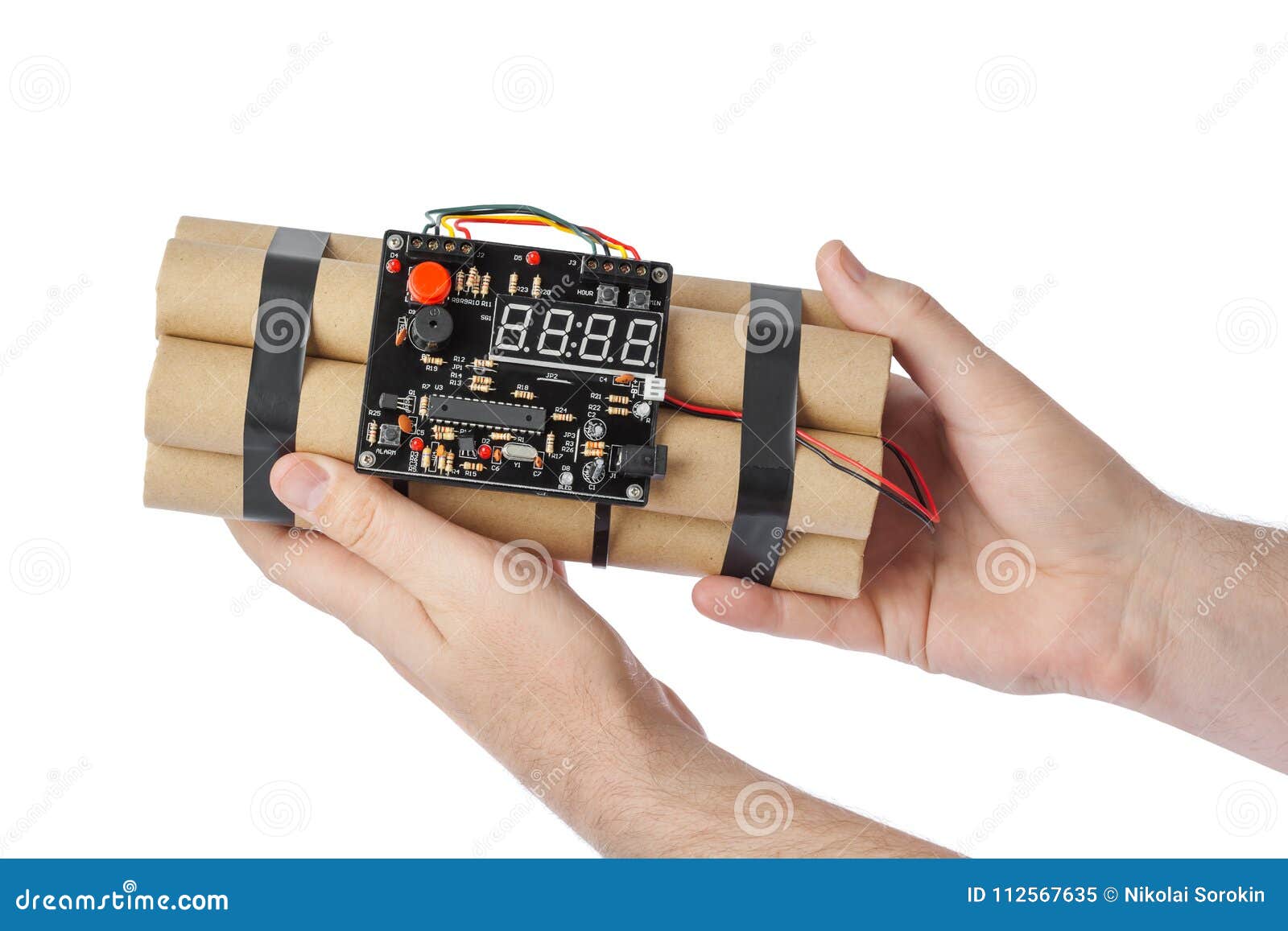 Hand with dynamite stick stock image. Image of murder - 112567635