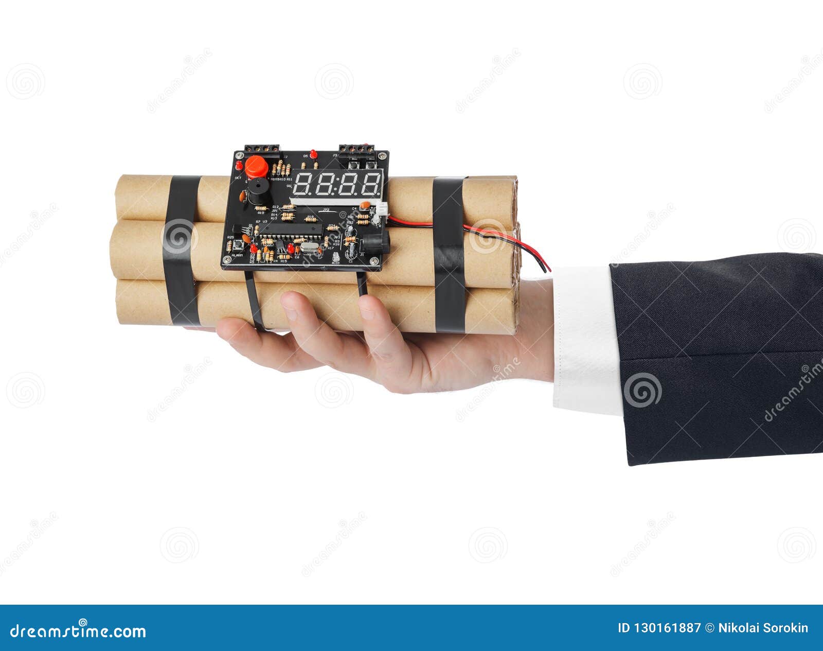 Hand with dynamite stick stock image. Image of detonation - 130161887