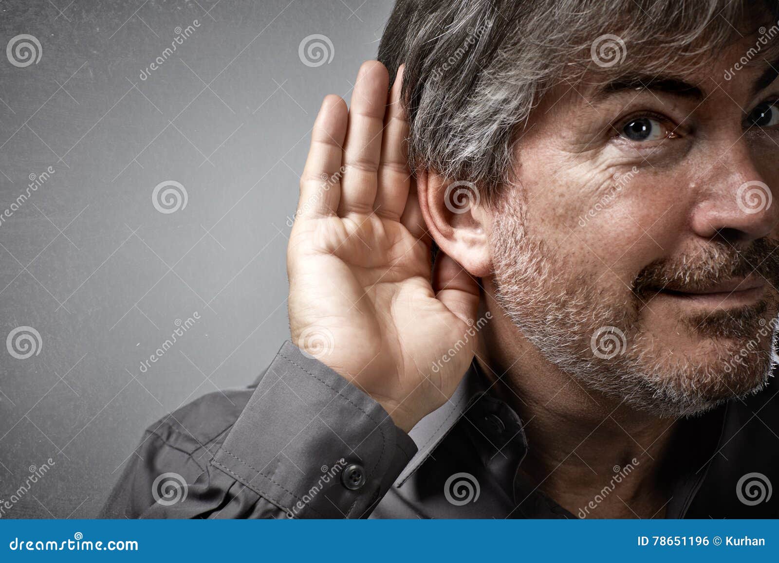 Hand and Ear of Eavesdropping Listening Man. Stock Photo - Image of ...