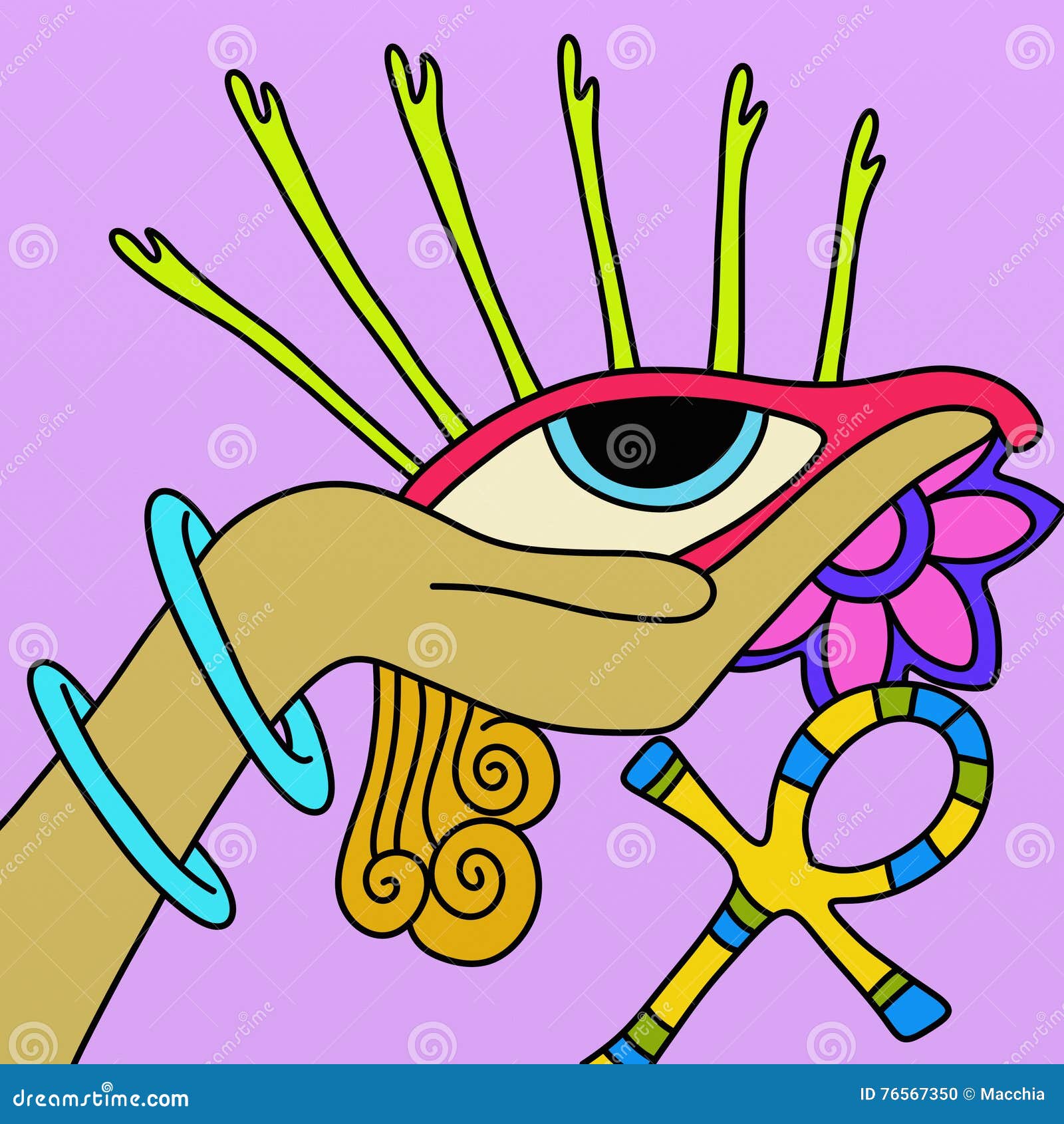 Hand and Egyptian symbols stock illustration. Illustration of abstract ...