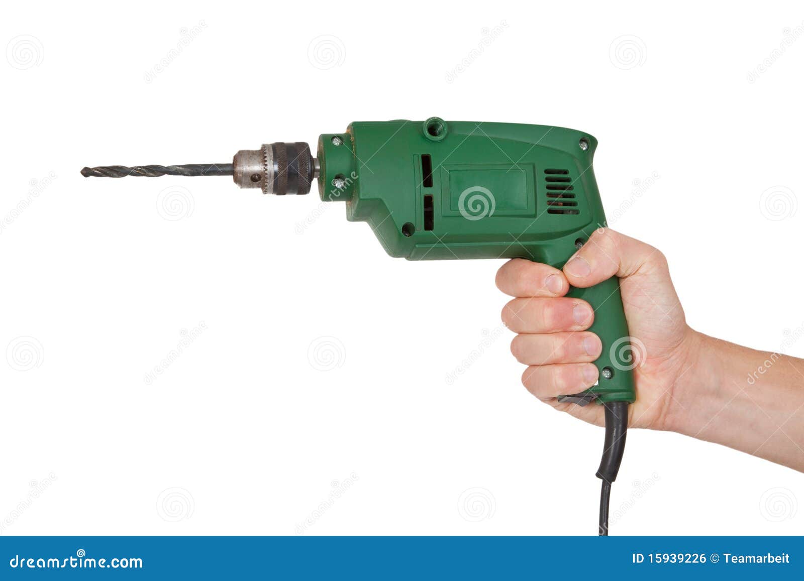 Hand with electric drill stock photo. Image of drilling - 15939226