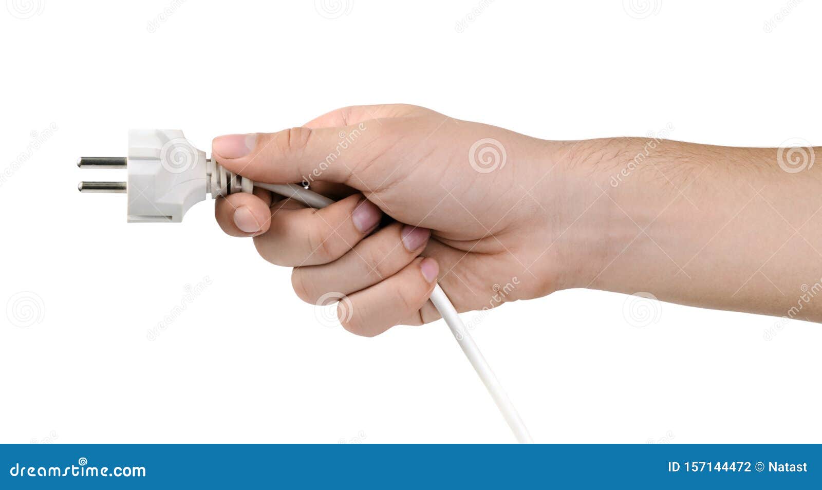 Hand with electric plug stock photo. Image of plug, hold - 157144472