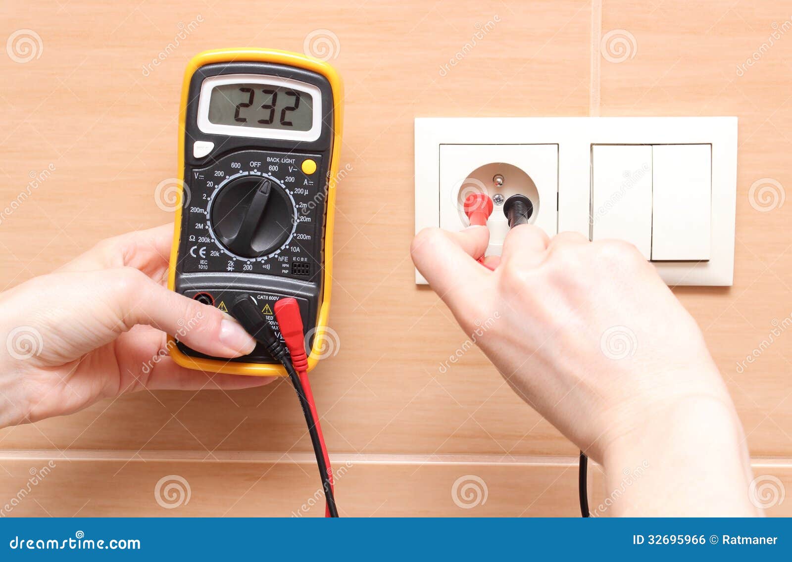 Hand Electrician Checking Voltage Stock Photo - Image of electricity ...
