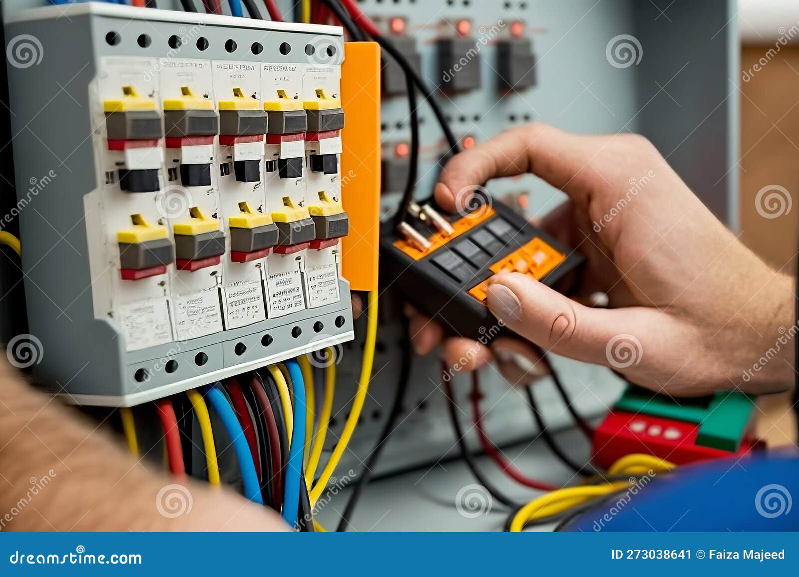 Electrician Tests Electrical Installations And Wires Cartoon Vector ...