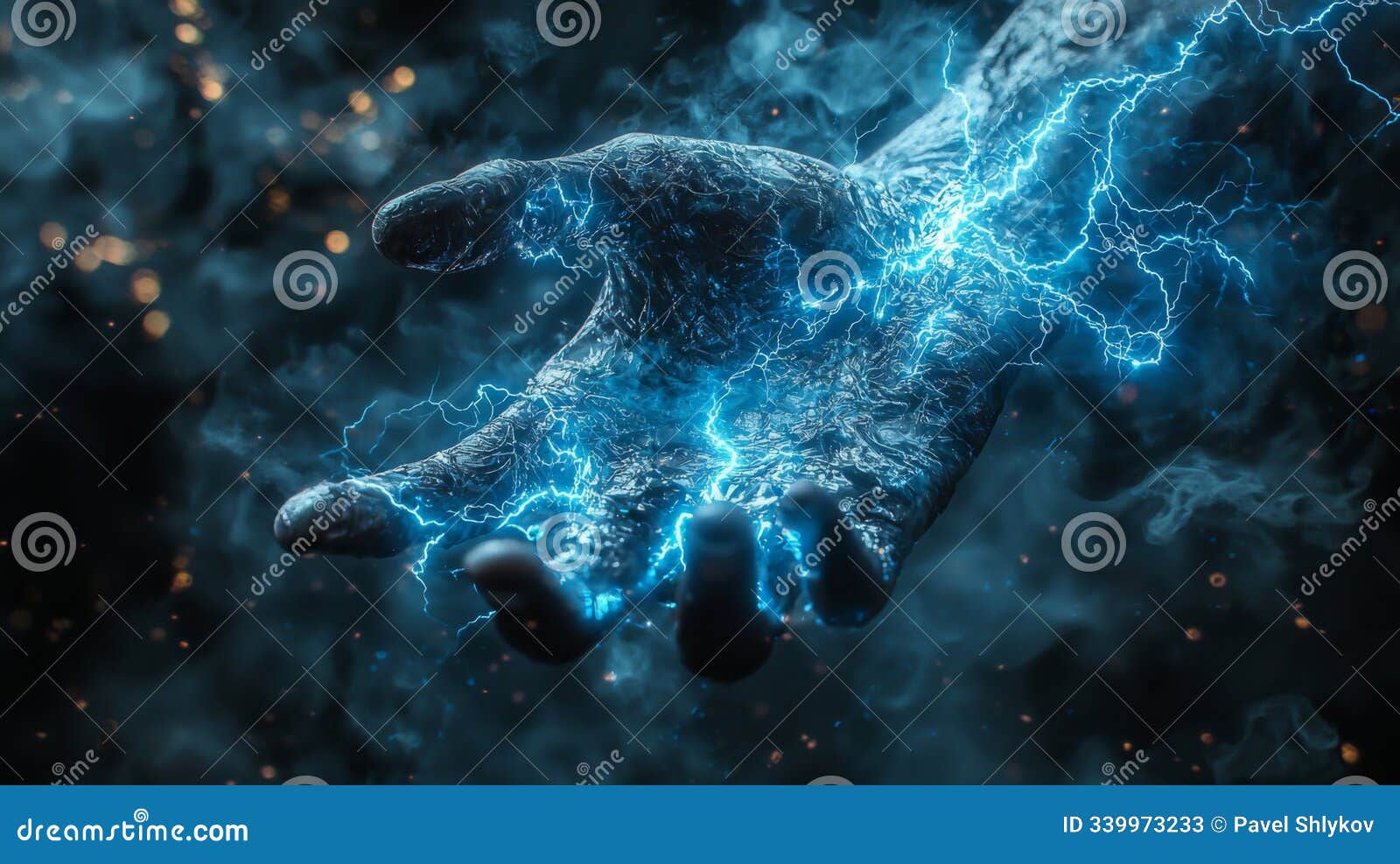 Hand by Electricity Blue Lightning. Stock Image - Image of fire ...