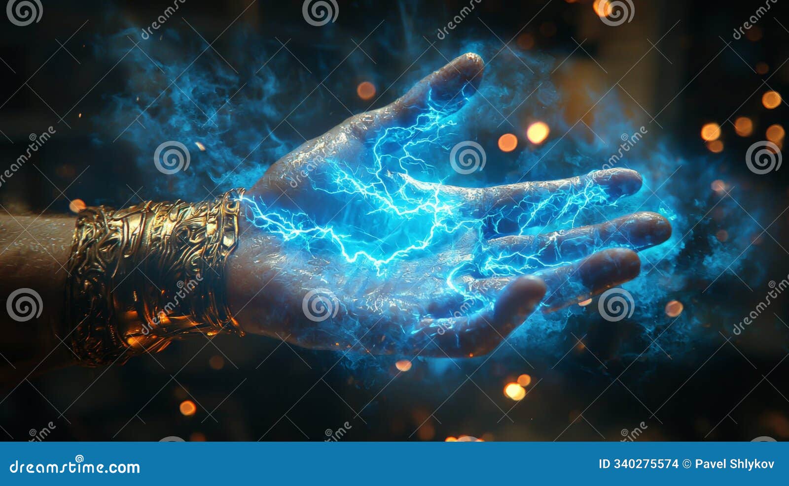 Hand by Electricity Blue Lightning. Stock Photo - Image of background ...