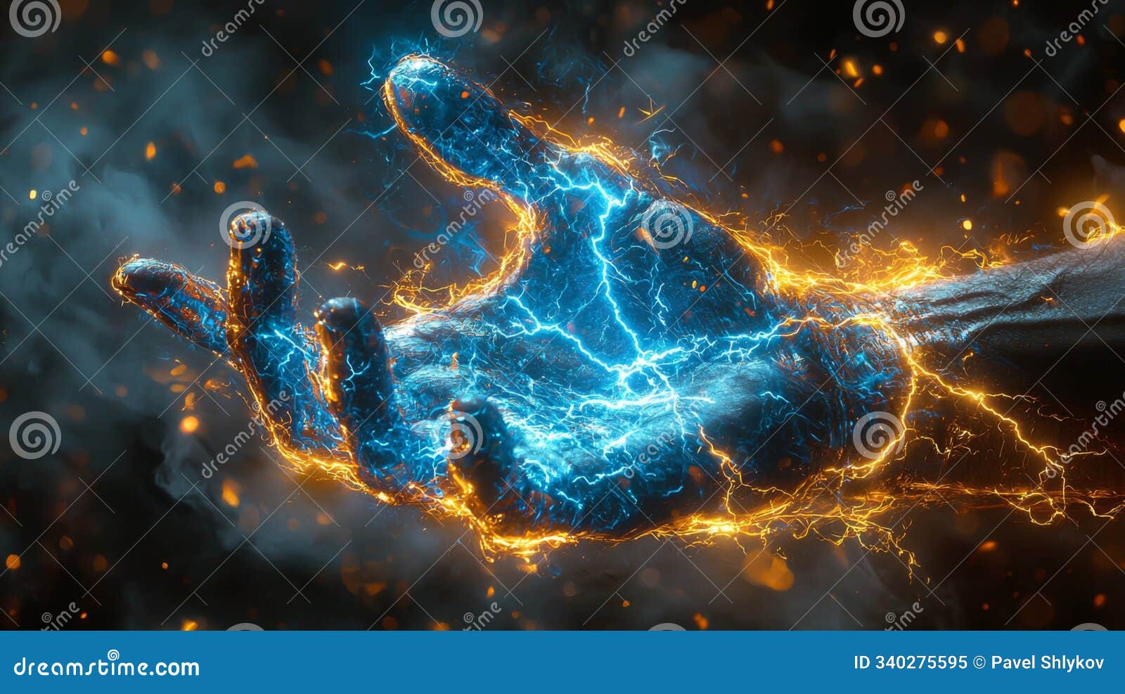 Hand by Electricity Blue Lightning. Stock Image - Image of abstract ...