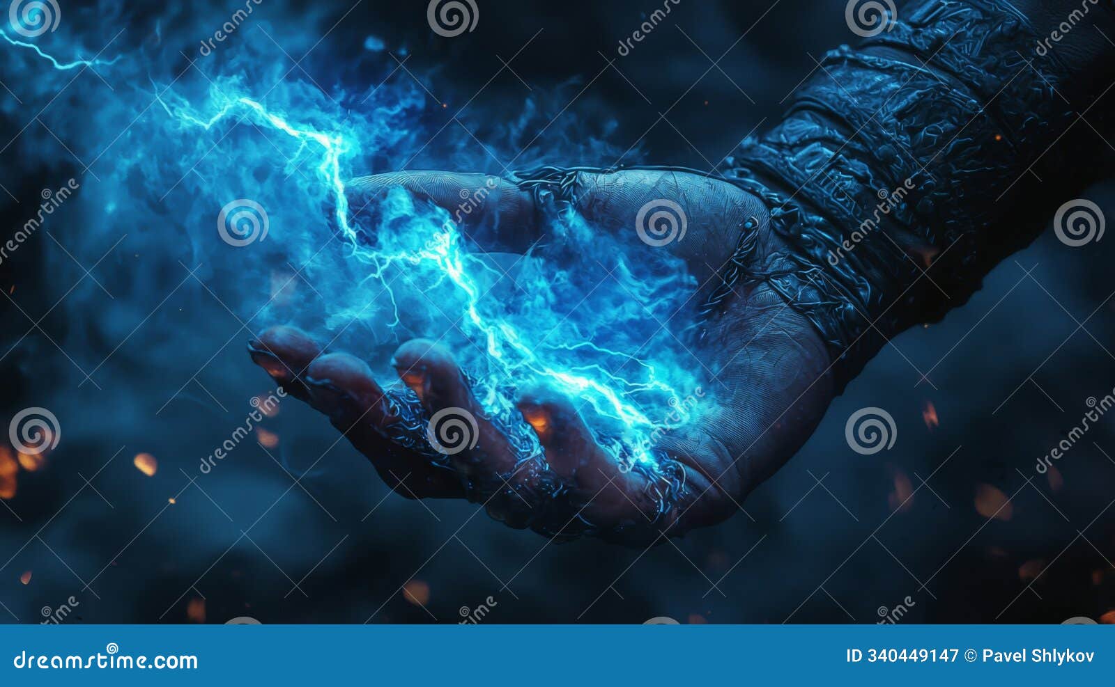 Hand by Electricity Blue Lightning. Stock Image - Image of energy, fear ...