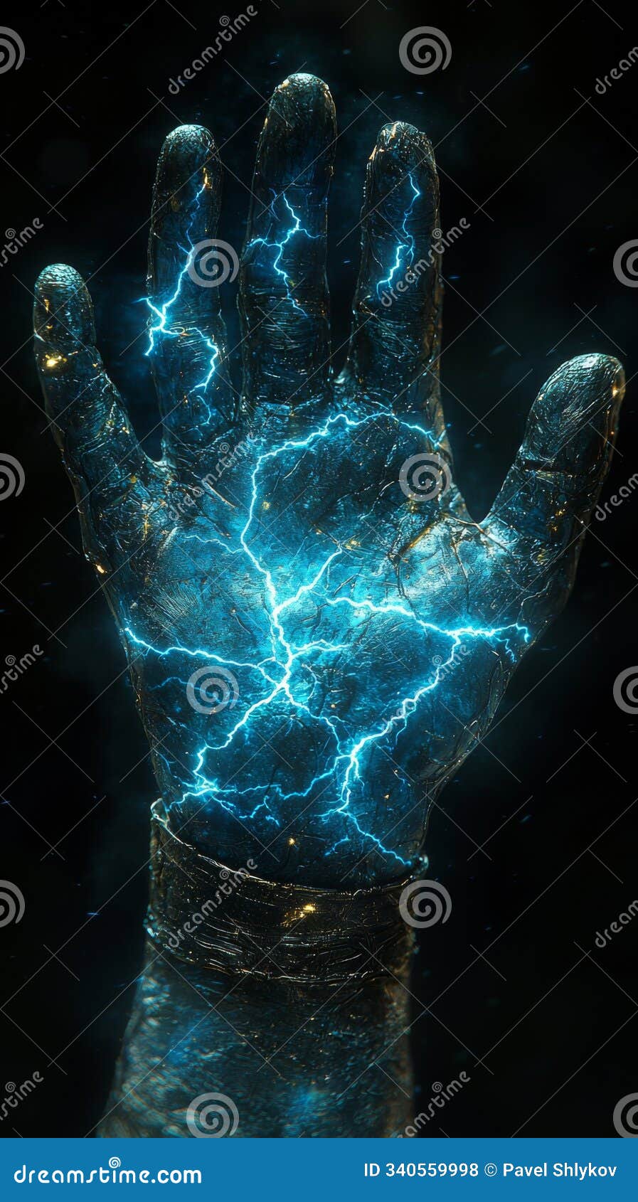 Hand by Electricity Blue Lightning. Stock Photo - Image of energy ...