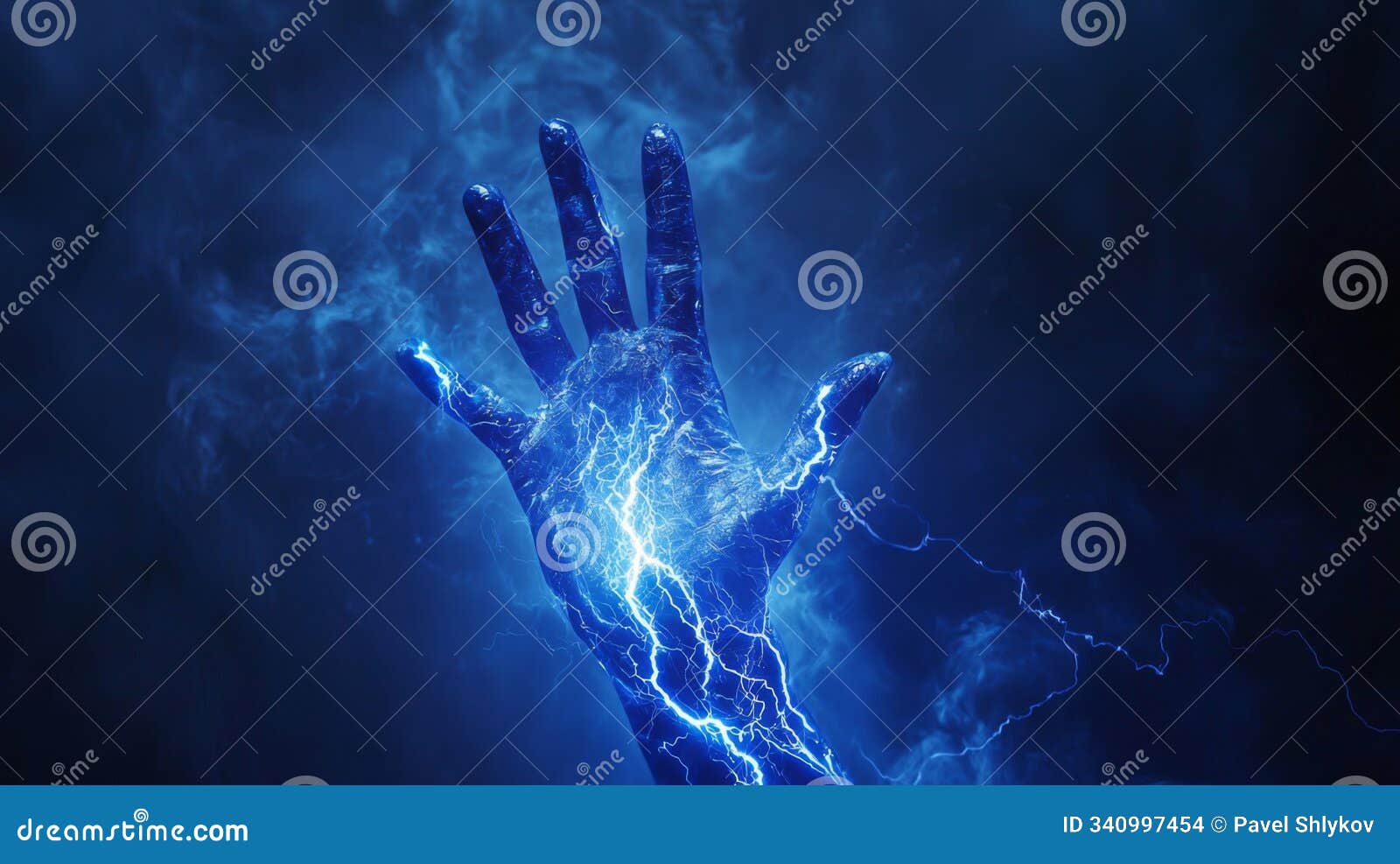 Hand by Electricity Blue Lightning. Stock Photo - Image of bright ...