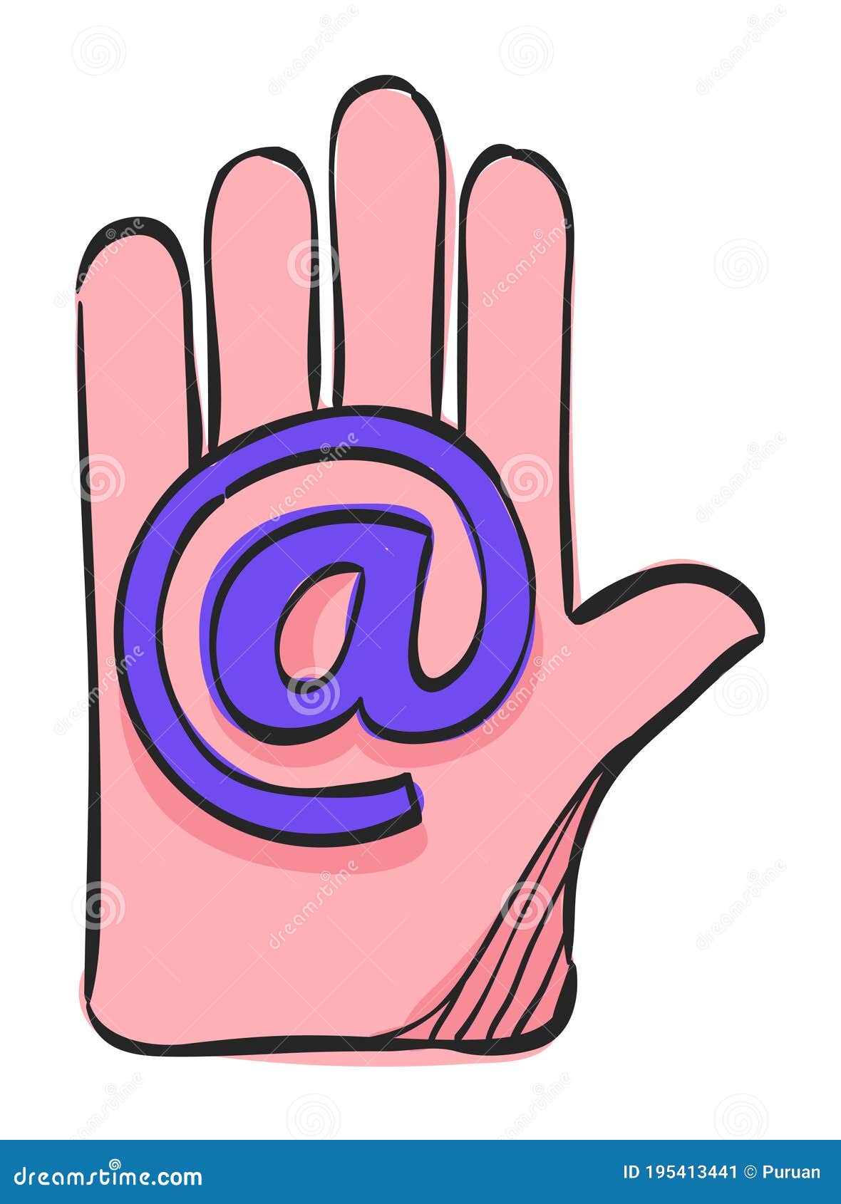 Hand with Email Icon in Color Drawing Stock Vector - Illustration of ...