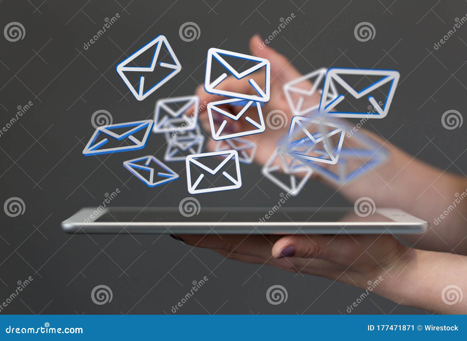 A Hand with an Email Icon 3d Stock Image - Image of electronic, website ...