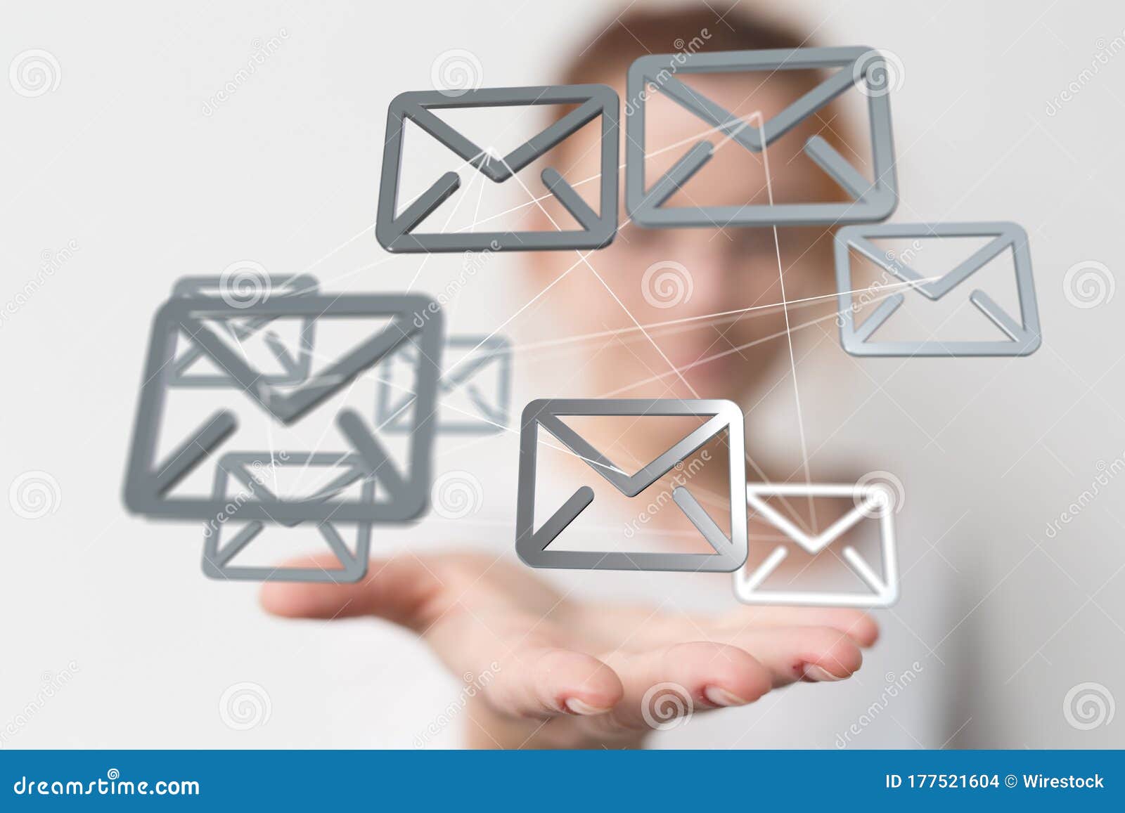 A Hand with an Email Icon 3d Stock Photo - Image of communication ...