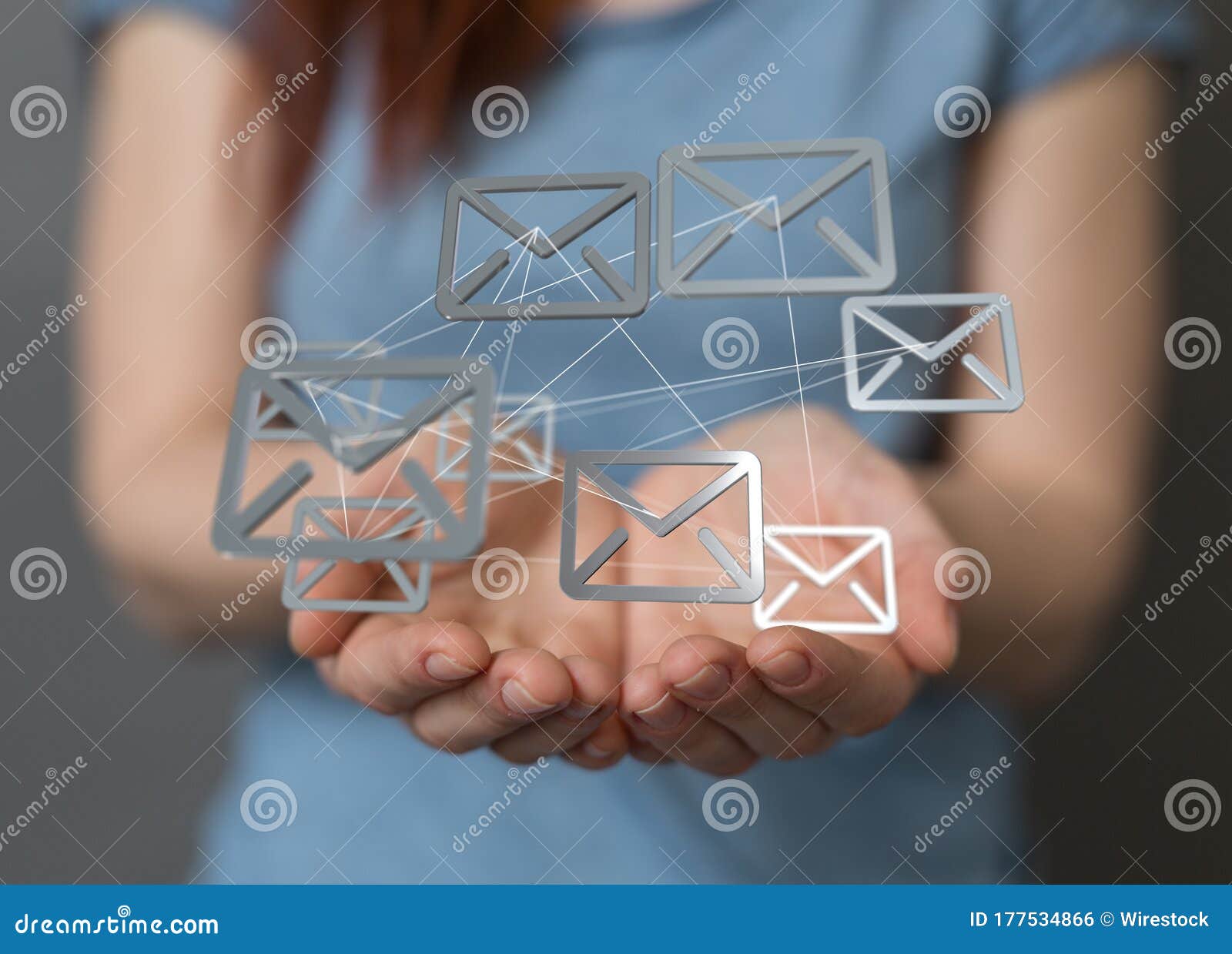 A Hand with an Email Icon 3d Stock Photo - Image of wide, screen: 177534866