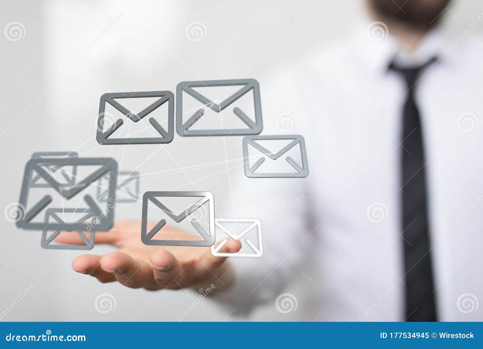 A Hand with an Email Icon 3d Stock Image - Image of phone, wood: 177534945