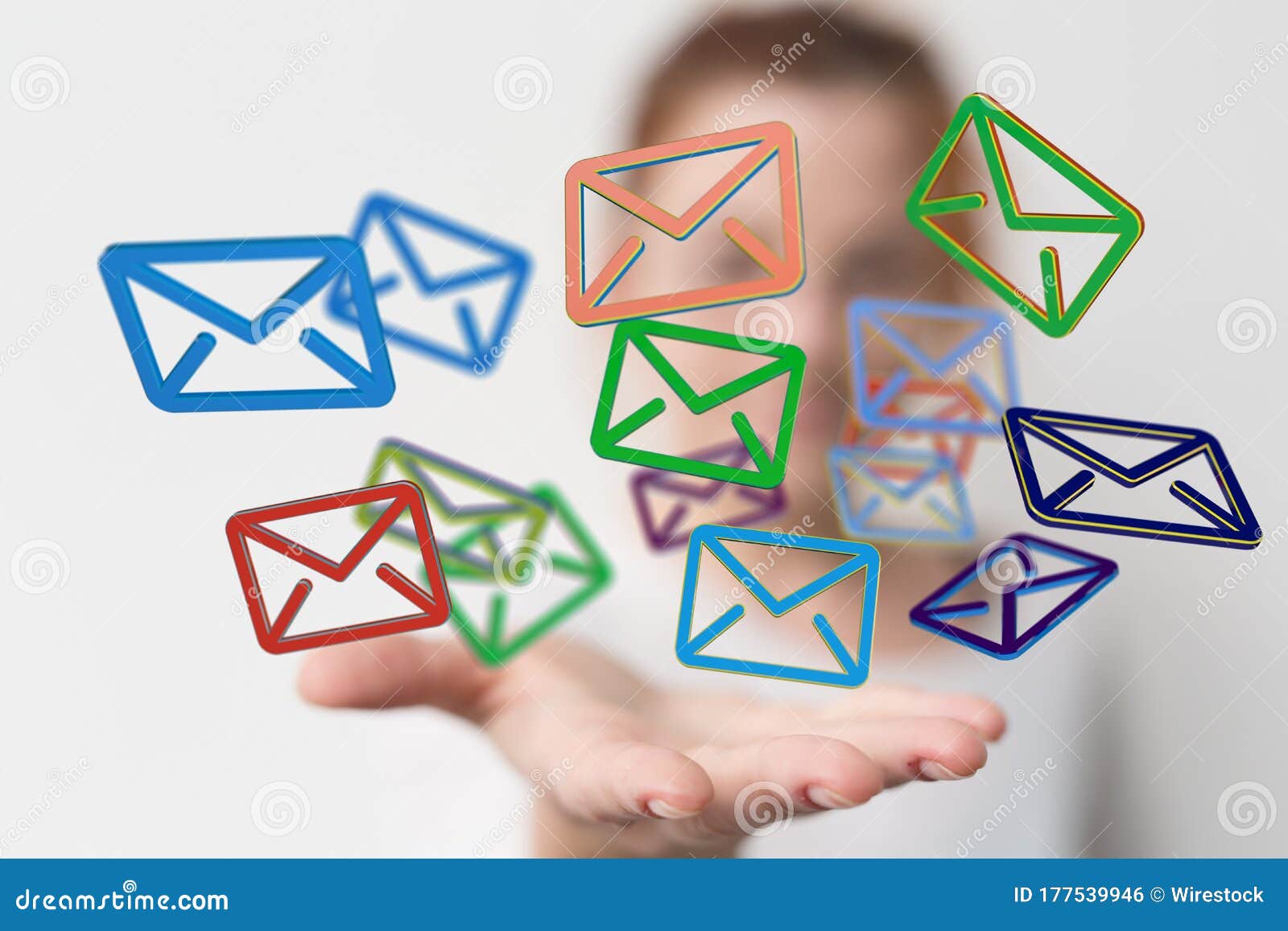 A Hand with an Email Icon 3d Stock Photo - Image of shiny, light: 177539946