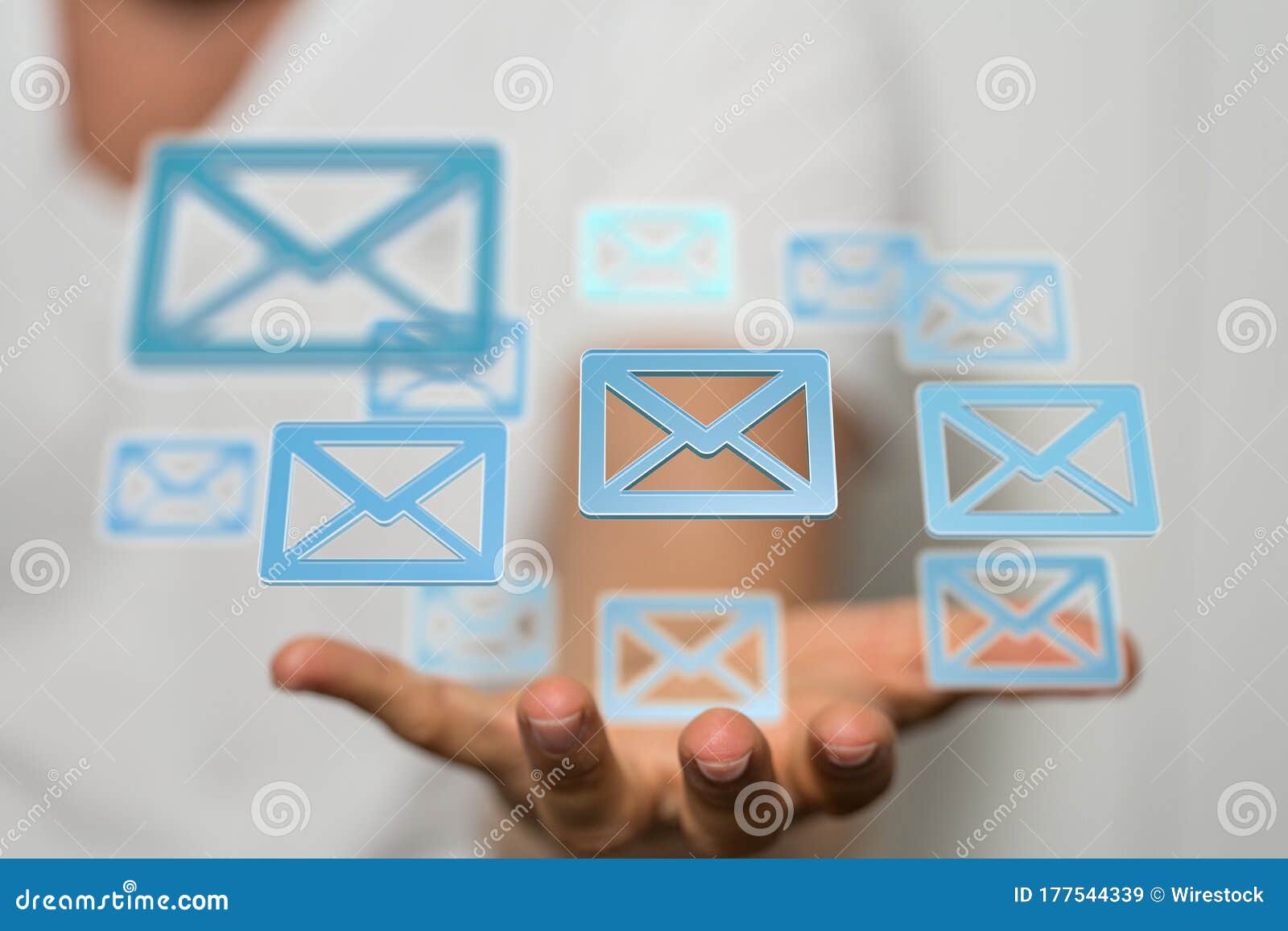 A Hand with an Email Icon 3d Stock Image - Image of wide, mail: 177544339