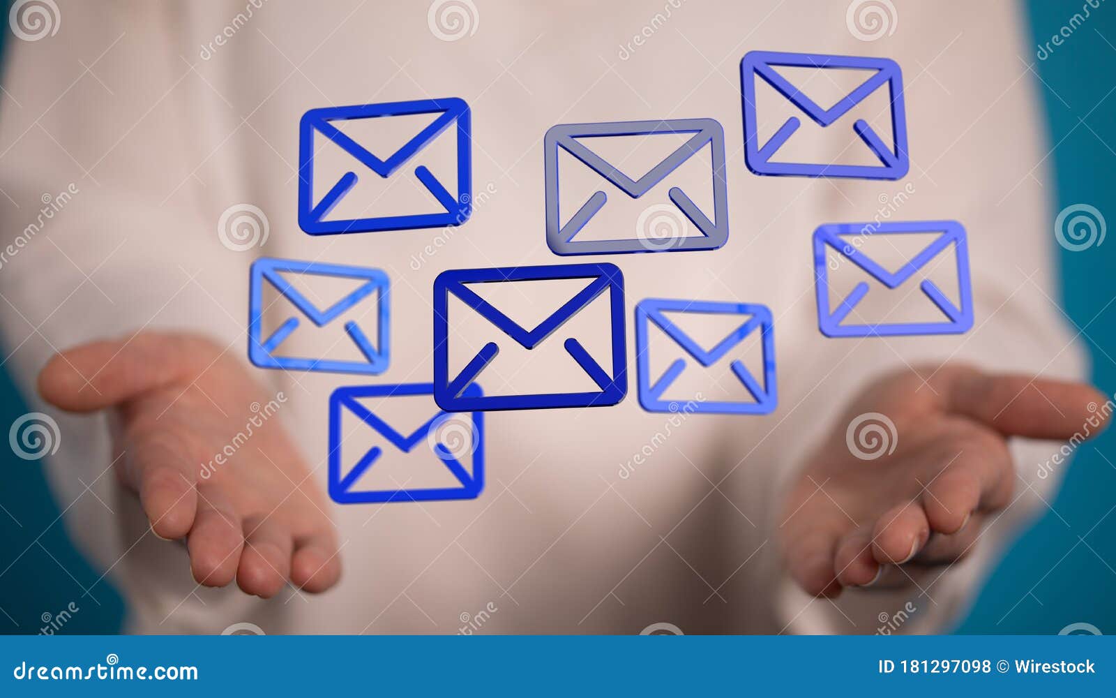 A Hand with an Email Icon 3d Stock Photo - Image of newsletter, address ...