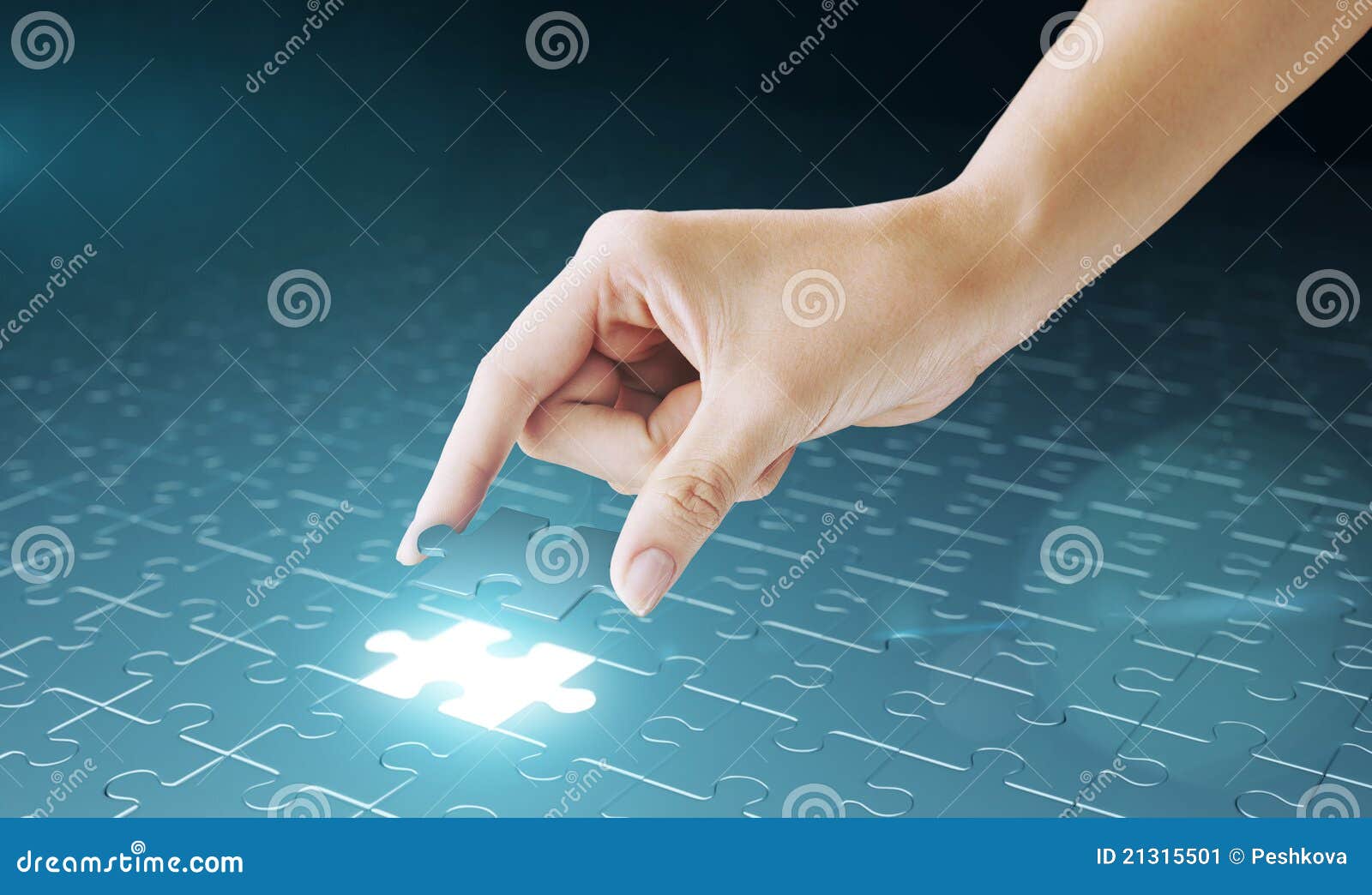 Hand Embed Missing Puzzle Piece into Place Stock Image - Image of ...