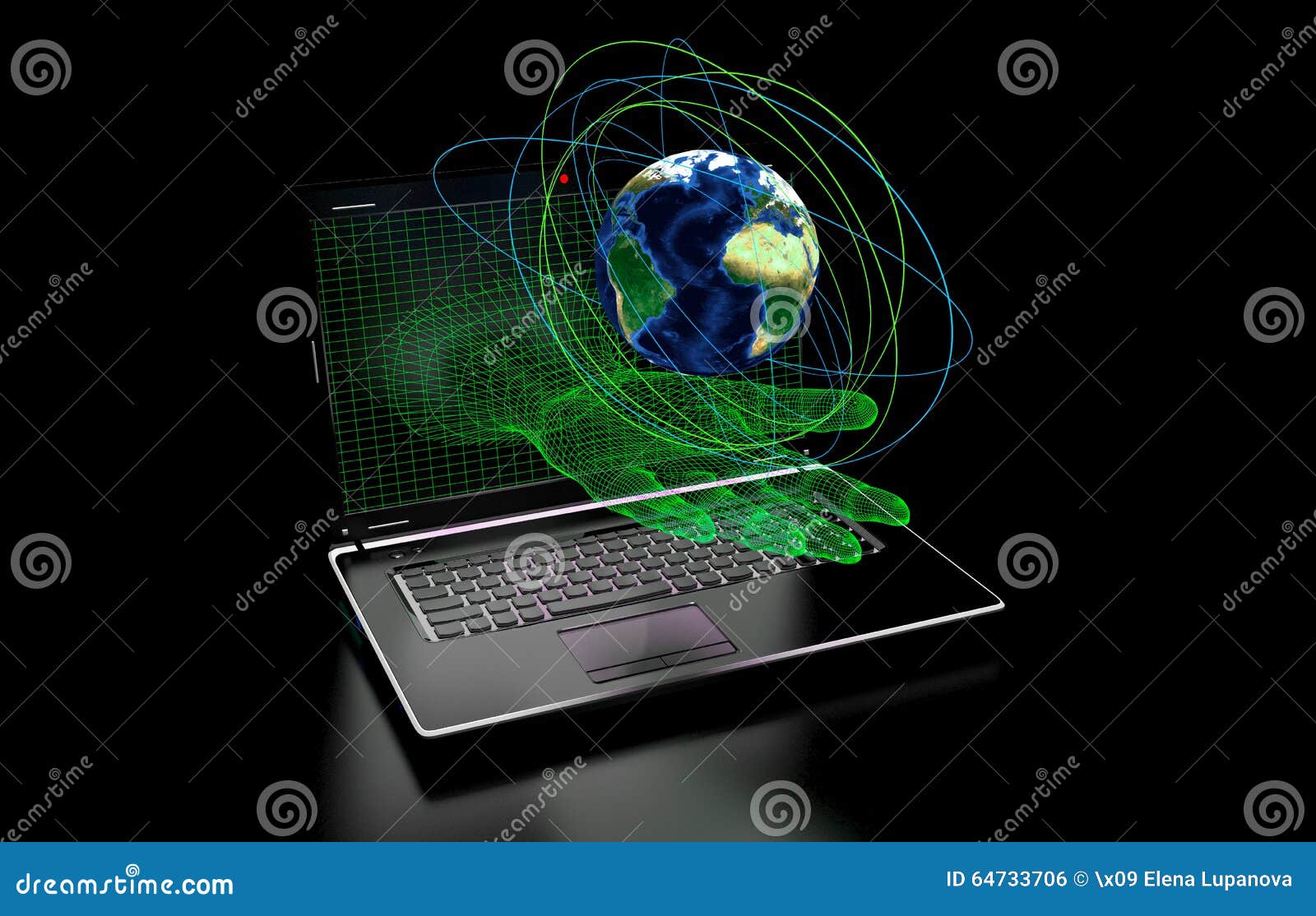 Hand Emerging from Computer Screen on a Black Background, we Use the ...